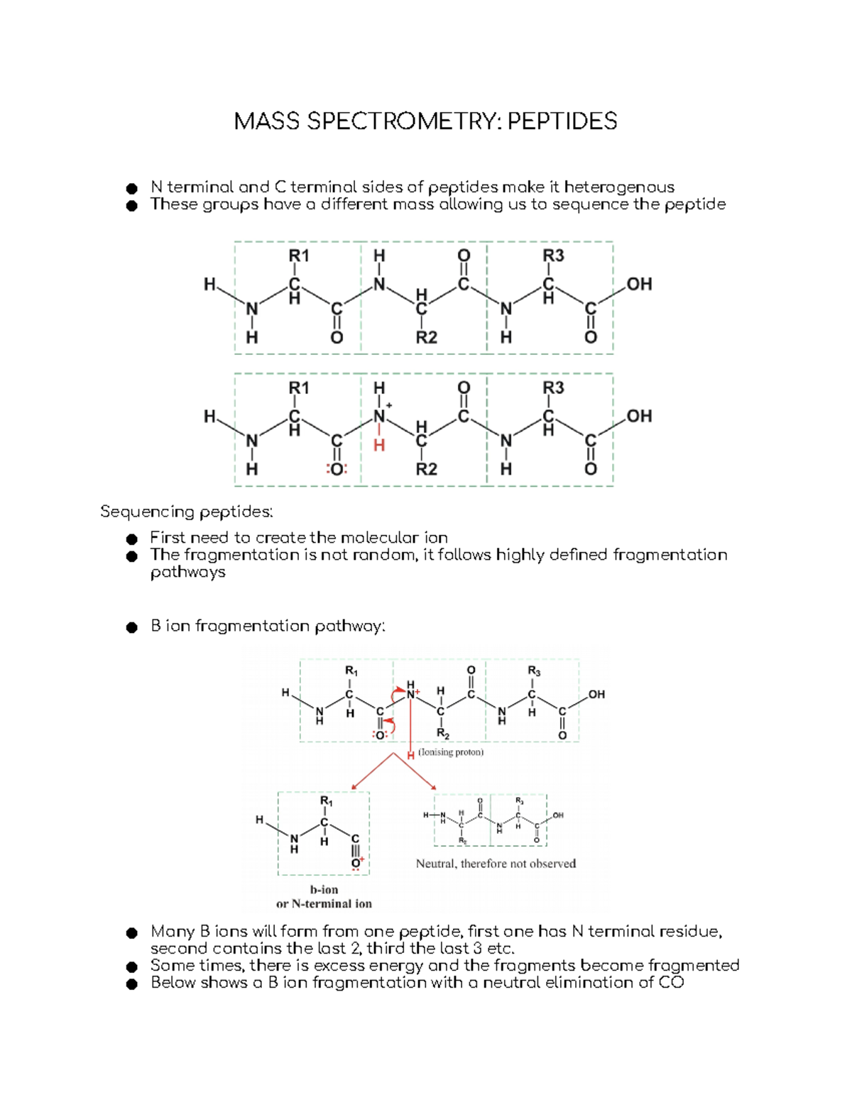 Peptide mass spec - MASS SPECTROMETRY: PEPTIDES N terminal and C ...