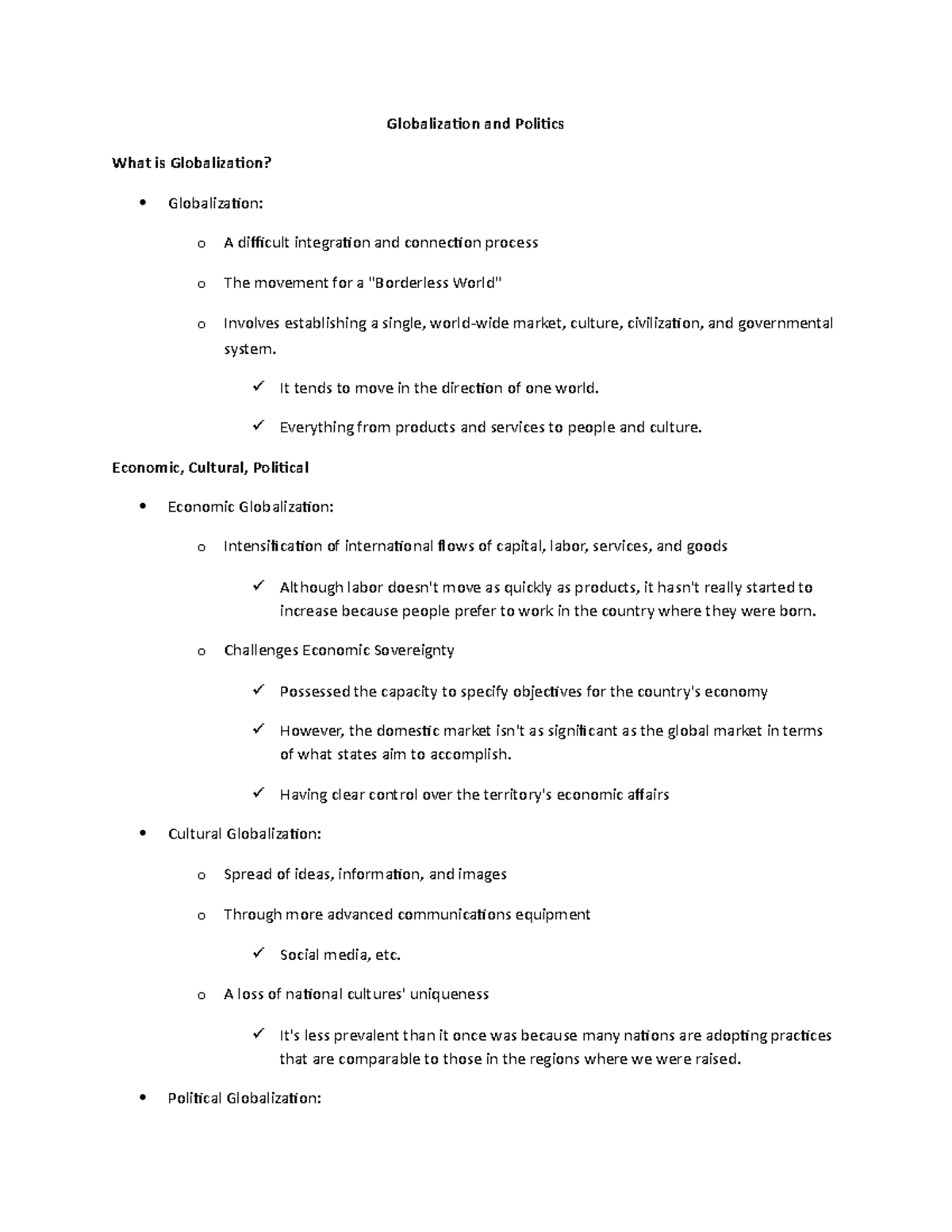 Globalization and Politics - political science - Globalization and ...