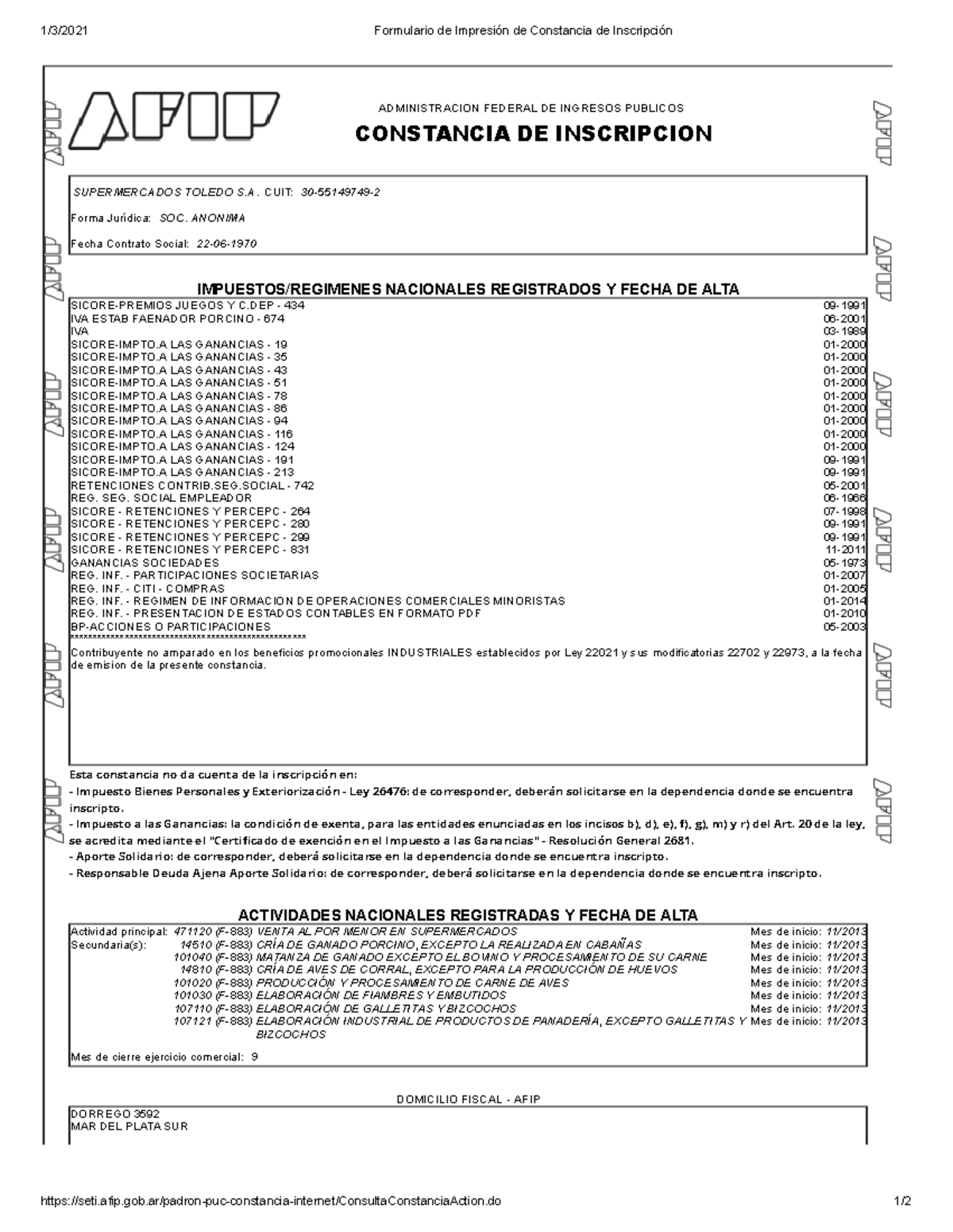 AFIP - Administración Federal de Ingresos Públicos - 1/3/2021 ...
