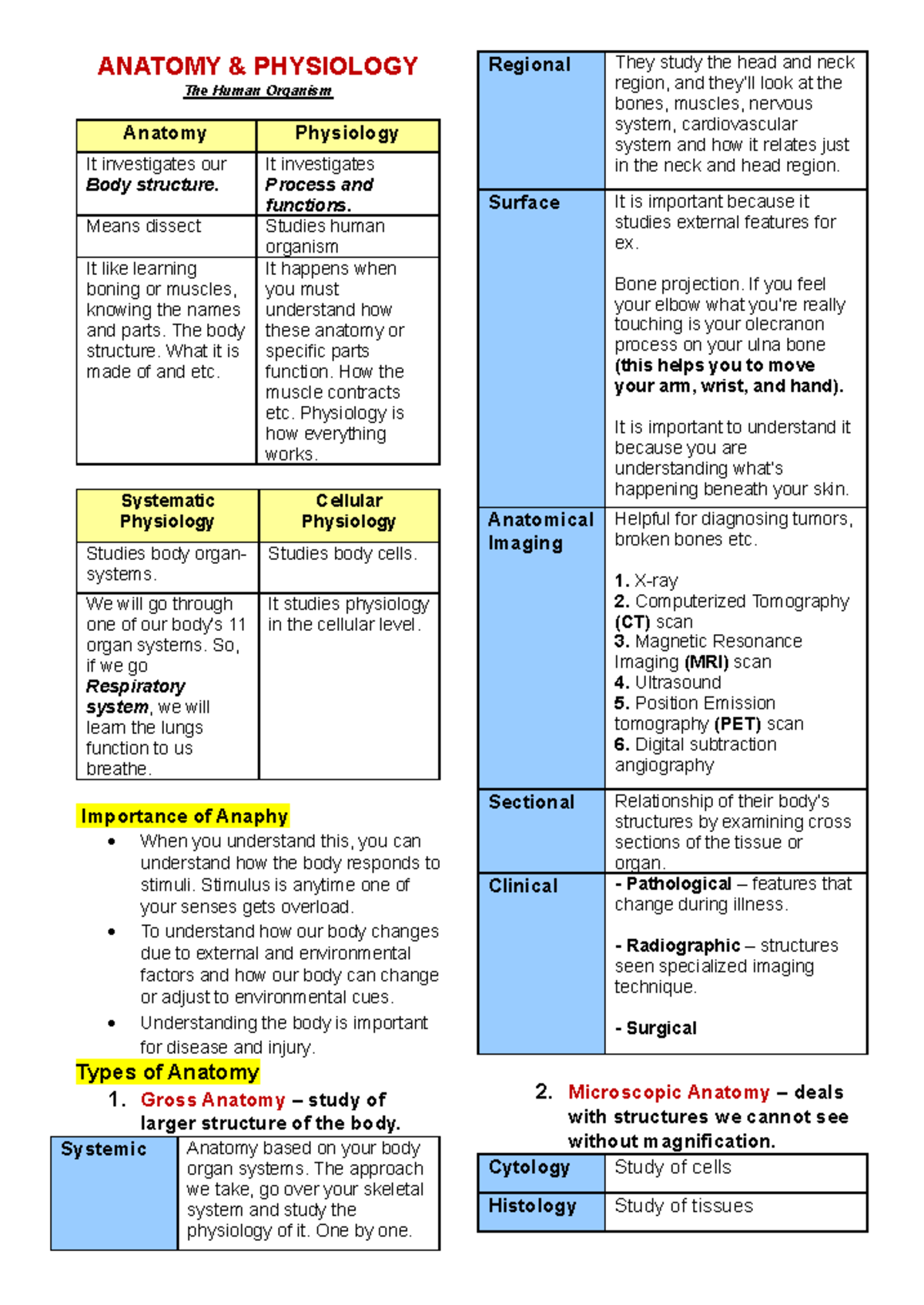 Anatomy - ANATOMY & PHYSIOLOGY The Human Organism Anatomy Physiology It ...