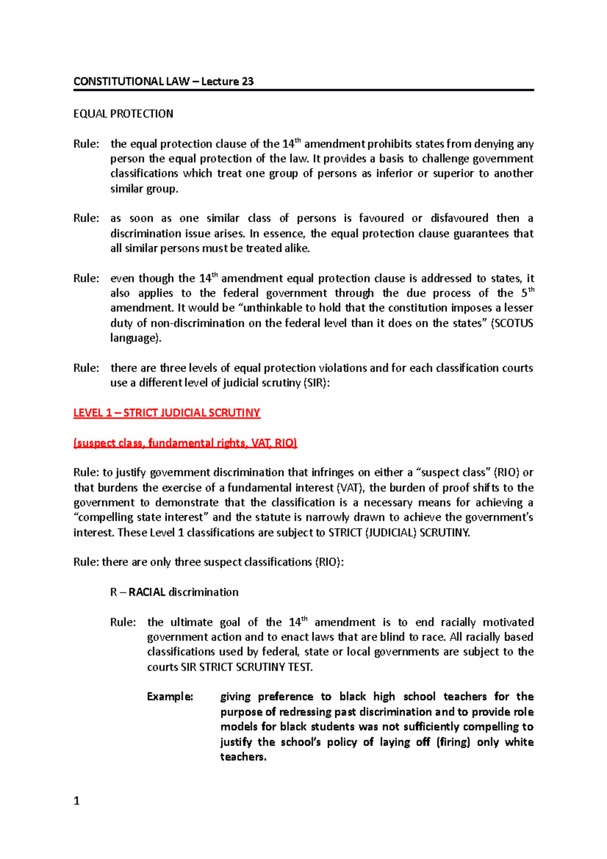 US Con Law Notes - US Constitutional Law for UBE - CONSTITUTIONAL LAW ...