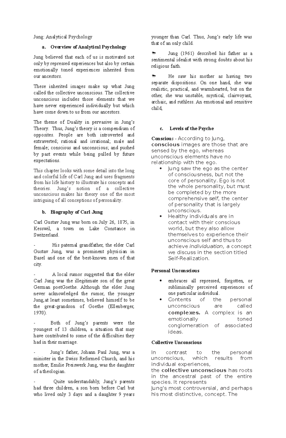 Jung Outline - Notes about Carl Jung and his theory . - Jung ...