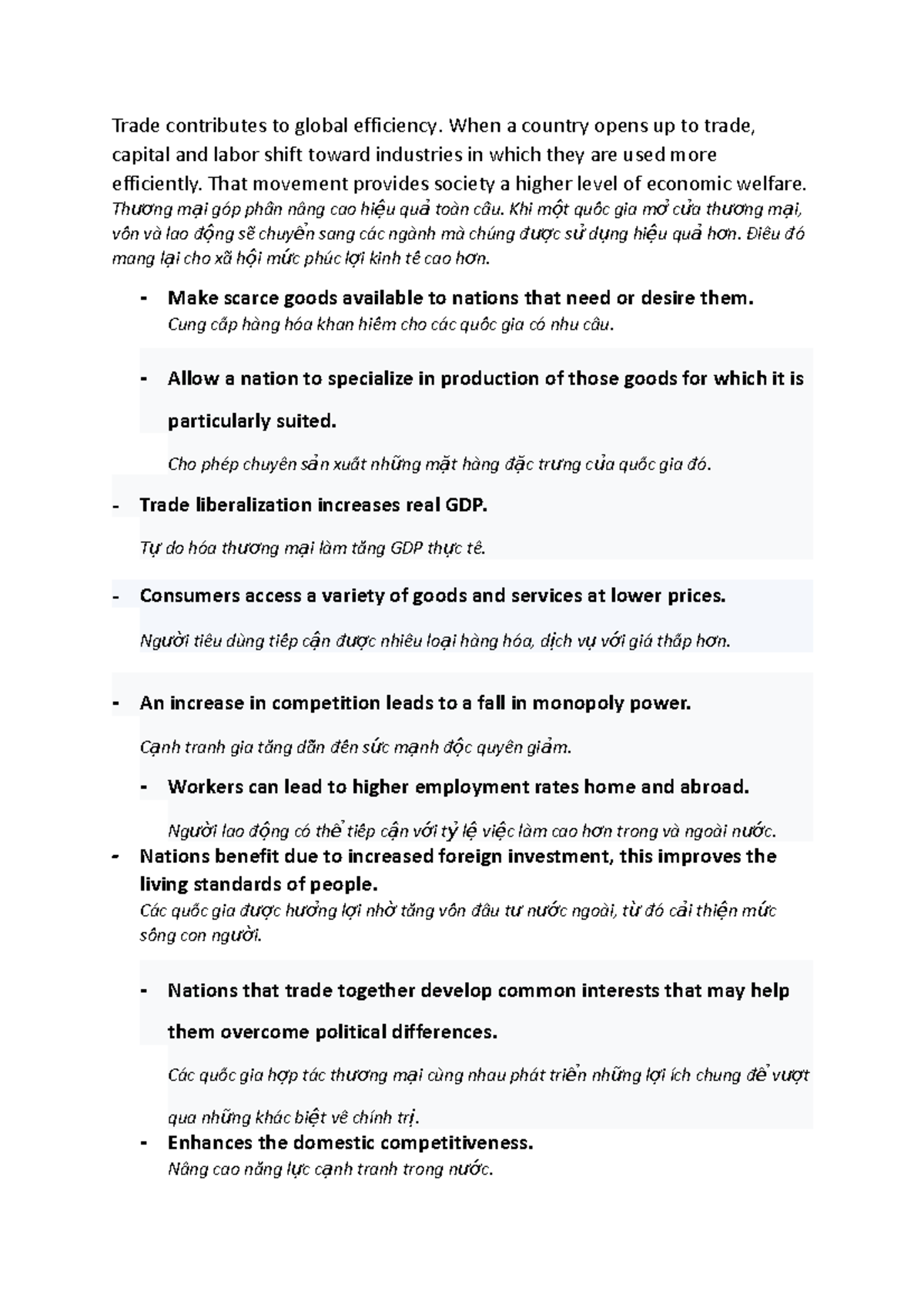 Benefits of International Trade - Trade contributes to global ...