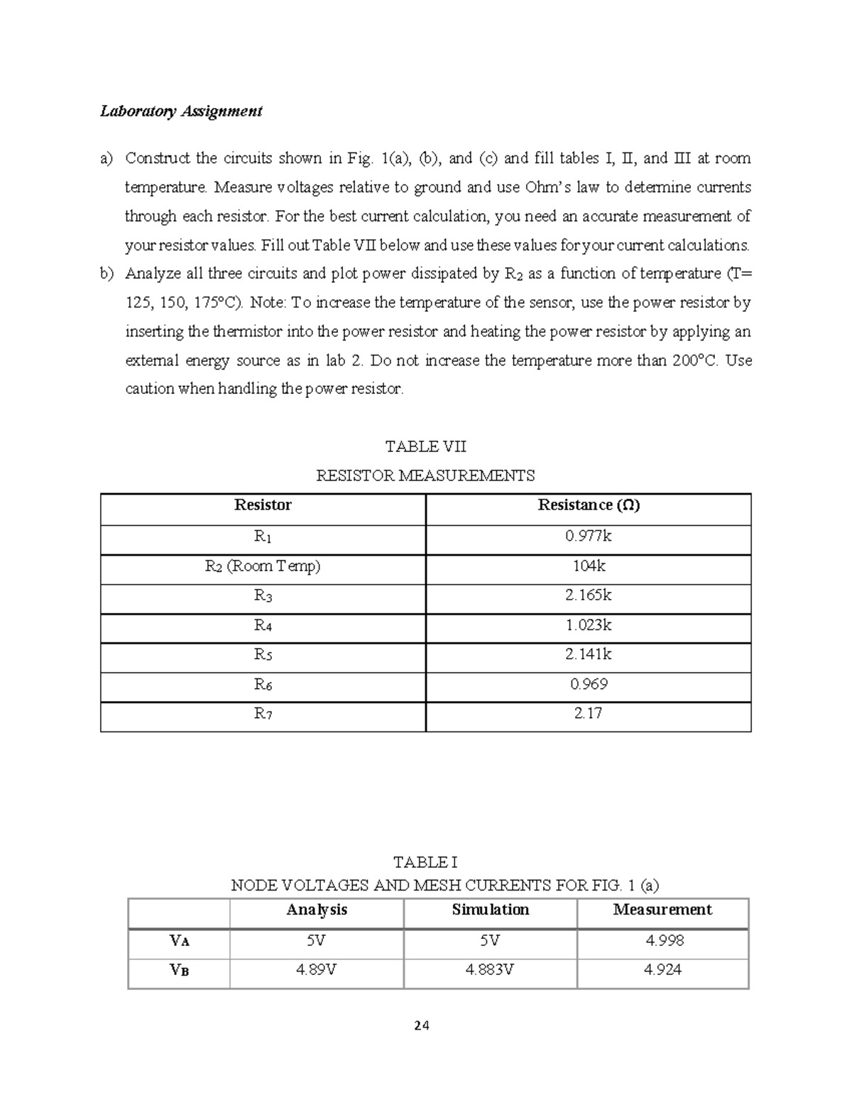 Lab 3 eleg - 24 Laboratory Assignment a) Construct the circuits shown ...