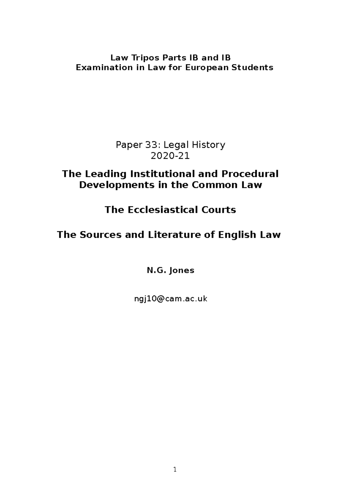 Tripos institutions handout 2020-21 - Studocu