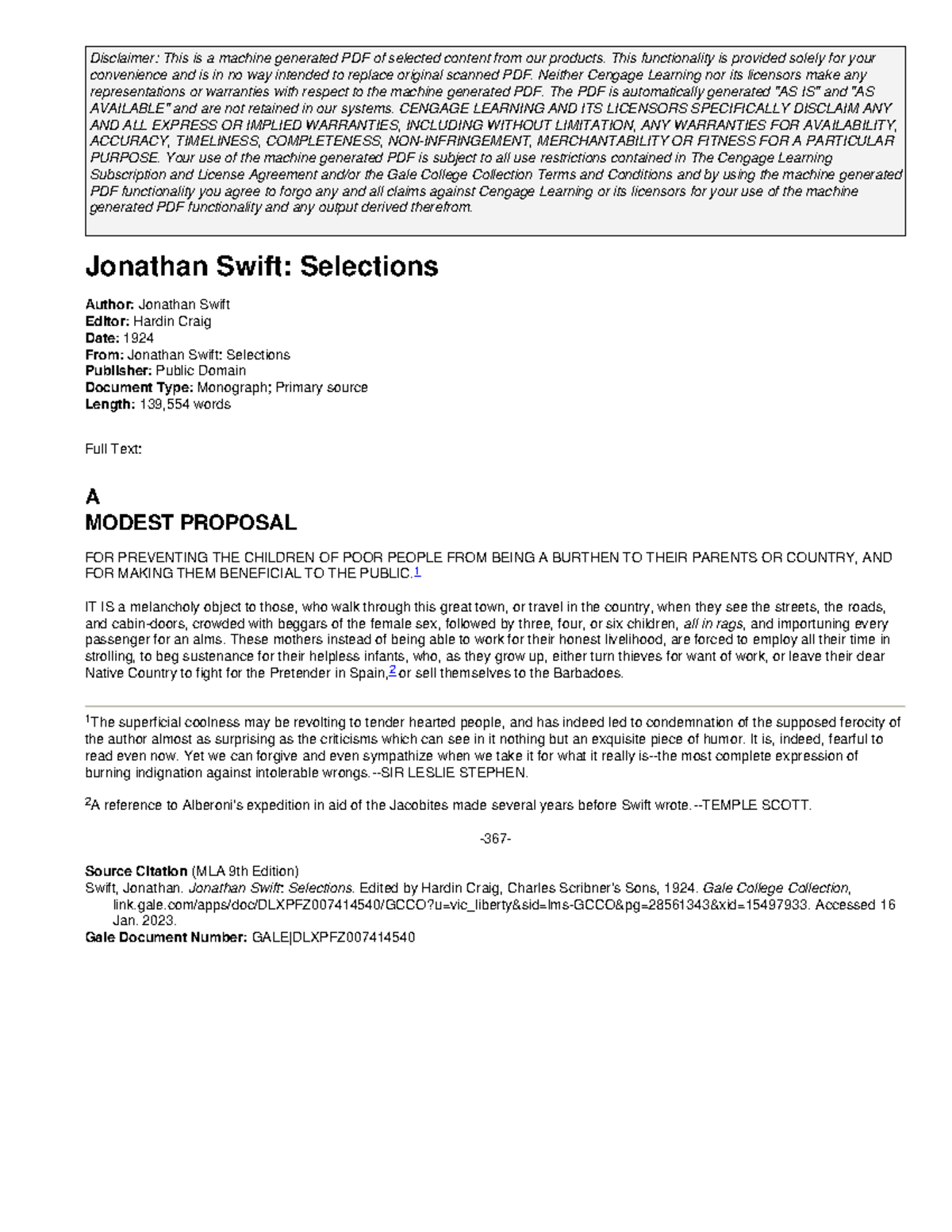 Jonathan Swift Selections - Disclaimer: This is a machine generated PDF ...