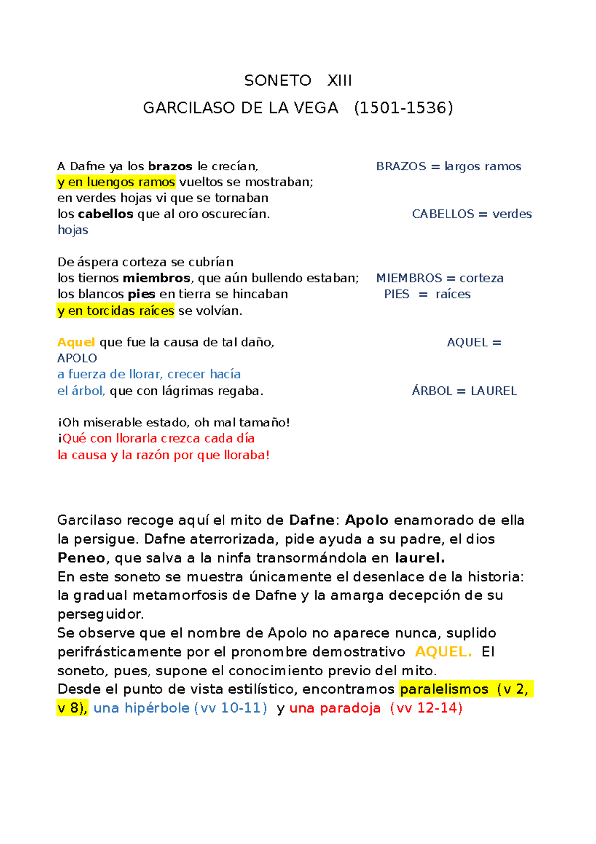 Soneto XIII Garcilaso - descrizione del sonetto - SONETO XIII GARCILASO ...