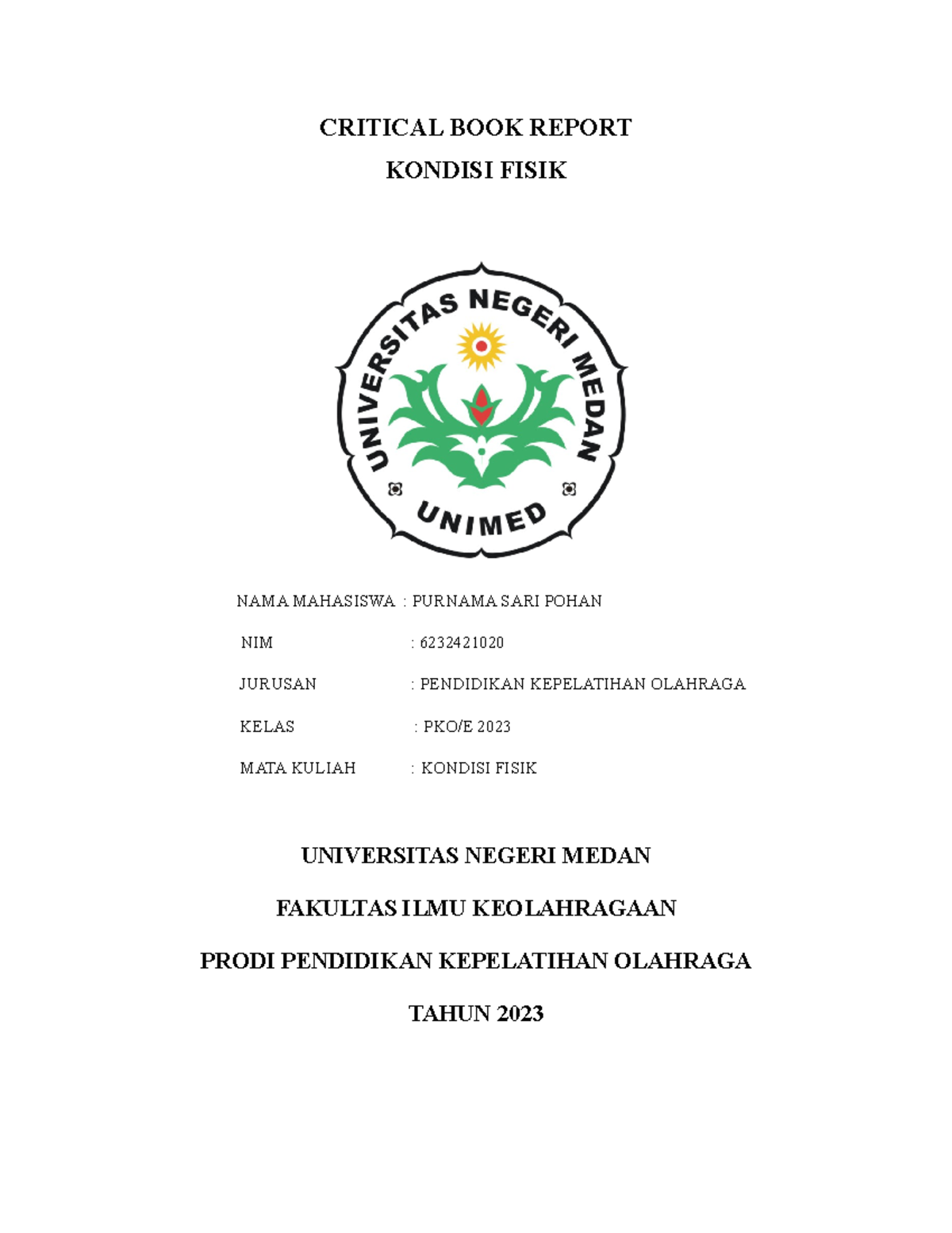 Critical book konfis purnama sari pohan - CRITICAL BOOK REPORT KONDISI ...