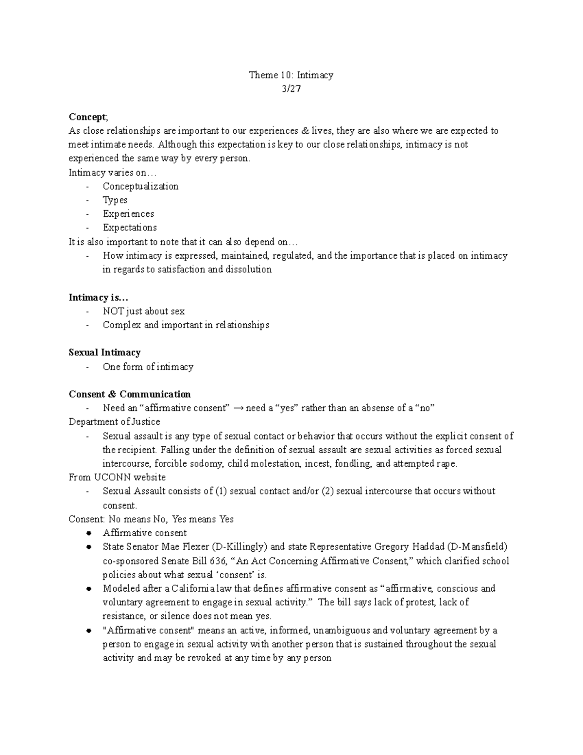 HDFS 1060 theme 10 - Shannon Weaver - Theme 10: Intimacy 3/ Concept; As ...