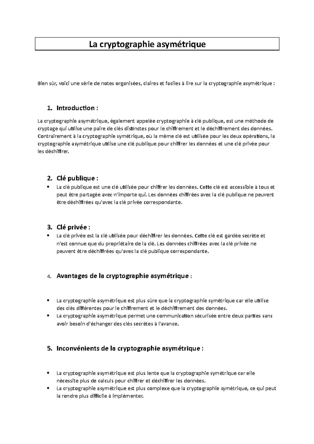 La cryptographie asymétrique - Introduction : La cryptographie asymétrique, également appelée ...