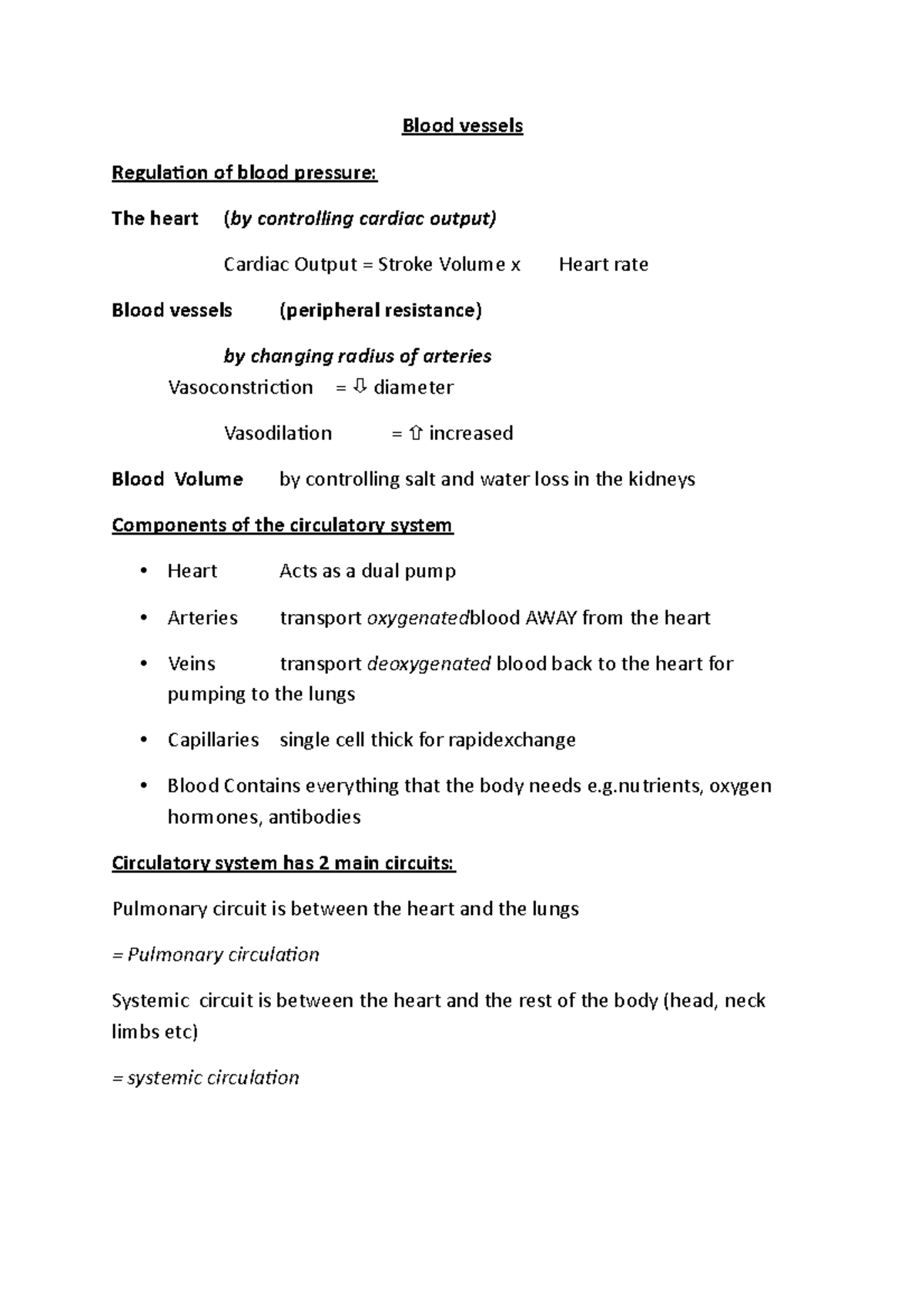 Cardiovascular system - blood vessels - Blood vessels Regulation of ...