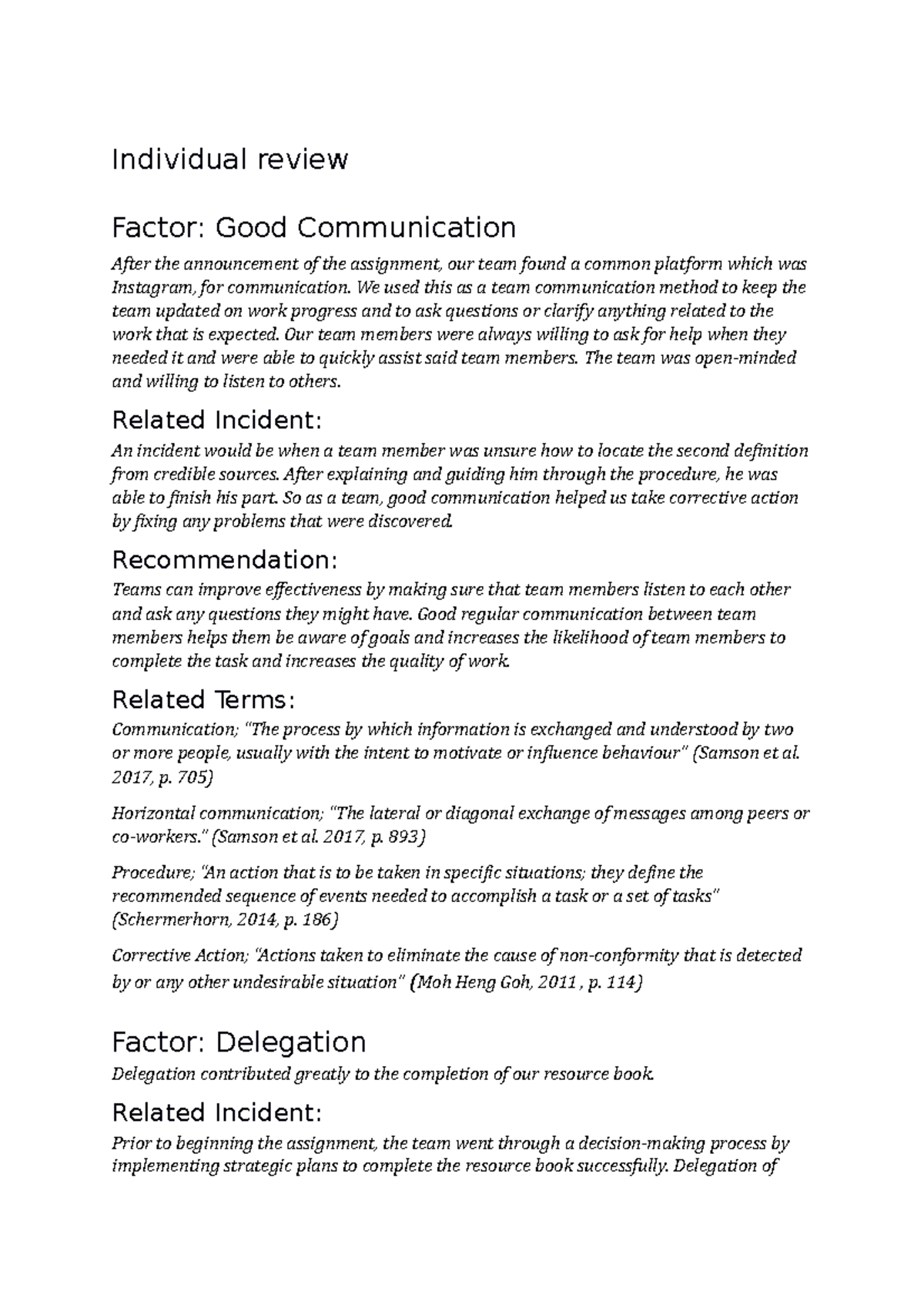 Individual review - Individual review Factor: Good Communication After ...