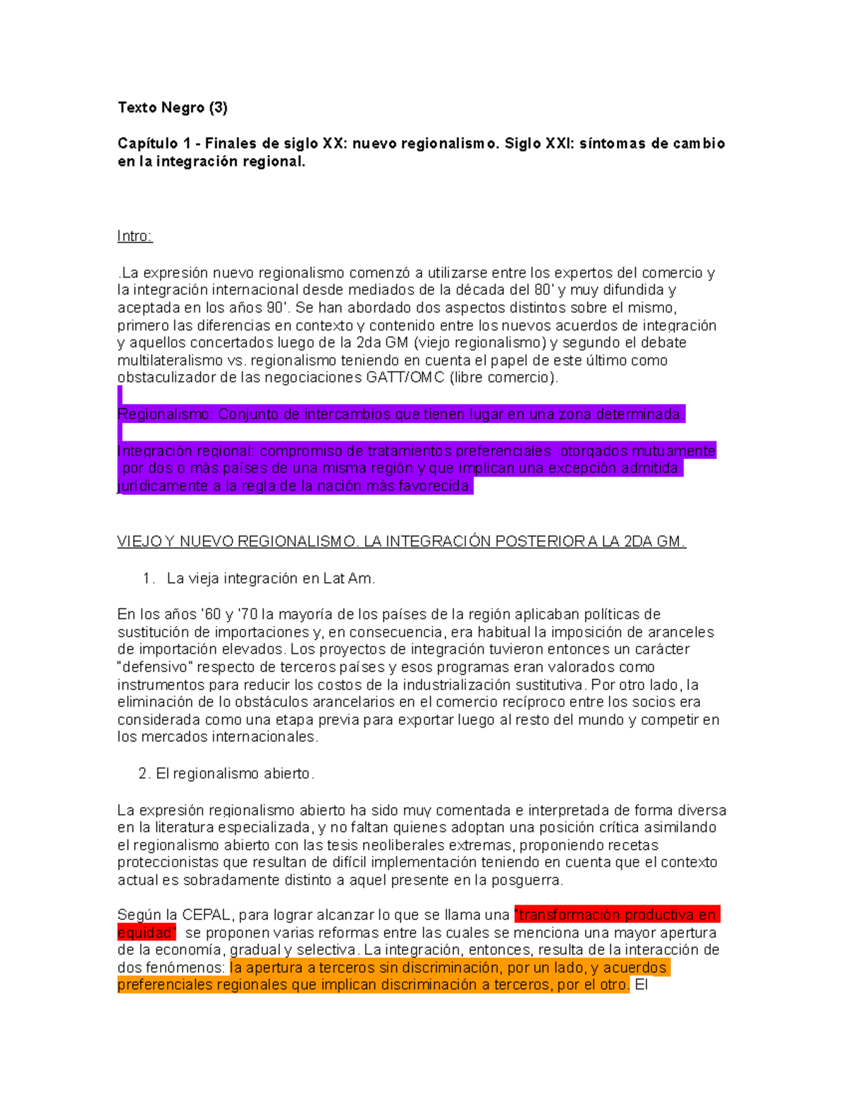 Texto Negro - resumen - Texto Negro (3) Capítulo 1 - Finales de siglo XX: nuevo regionalismo ...