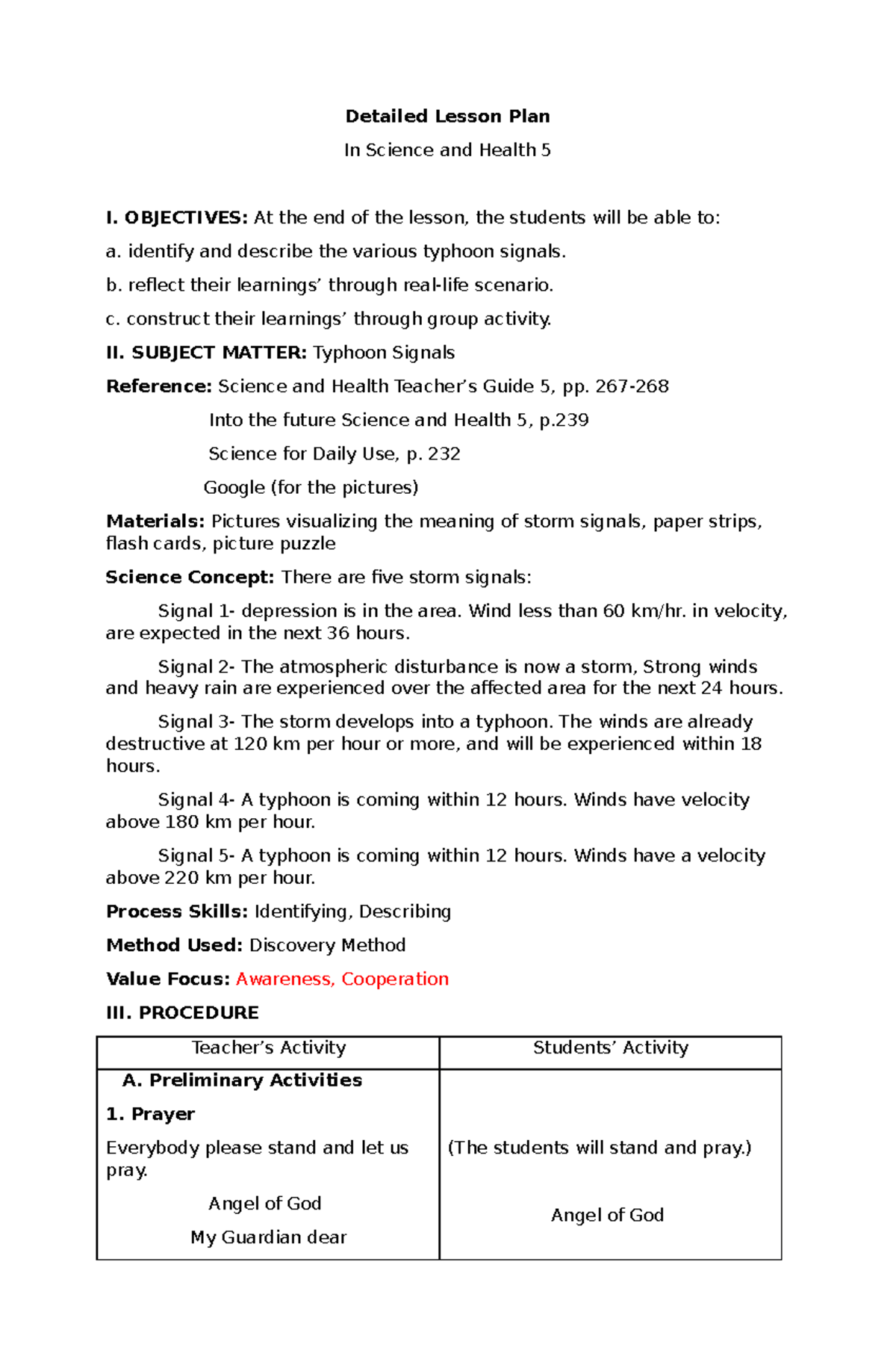 Detailed lesson plan - Detailed Lesson Plan In Science and Health 5 I ...