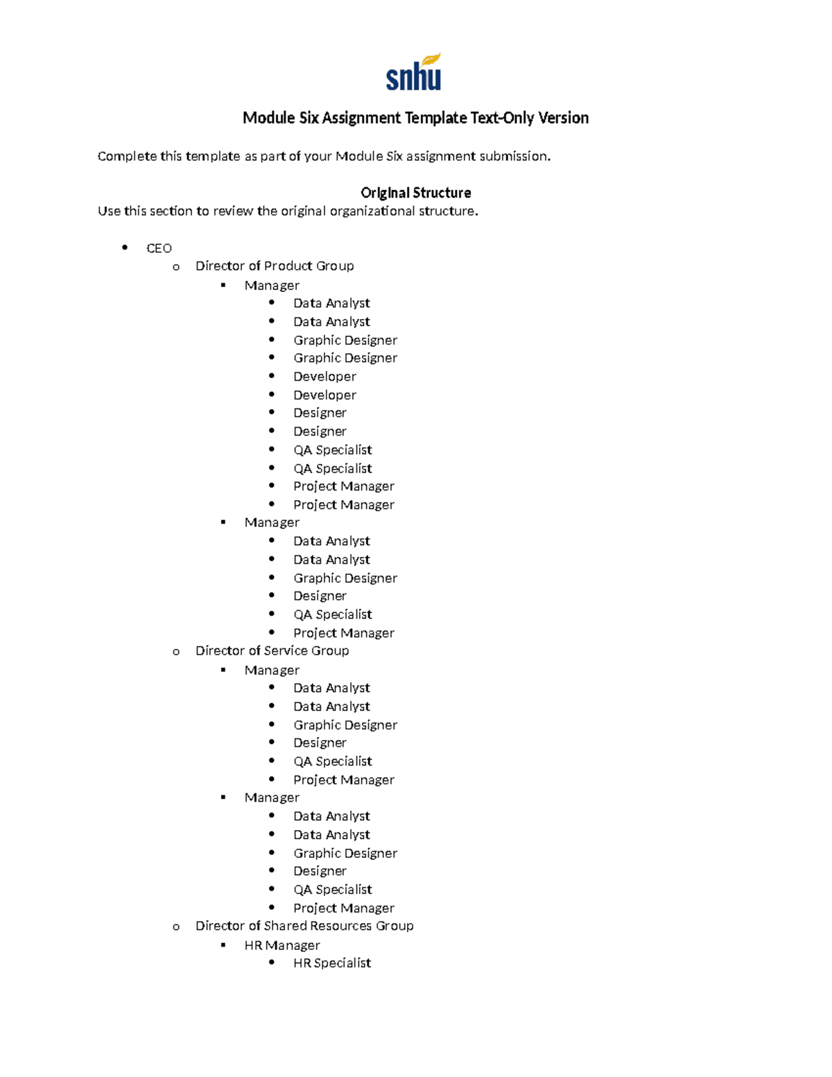 BUS 210 Module Six Assignment Template Text-Only Version - Module Six ...