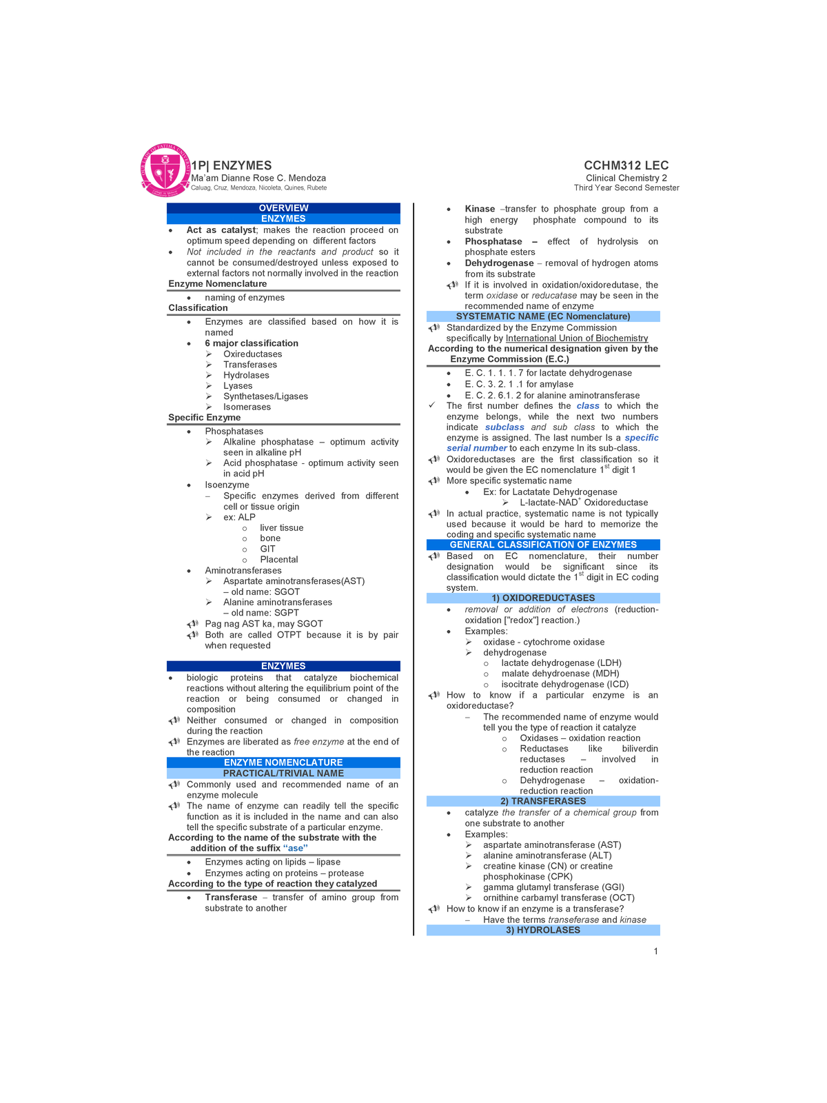 Cchm-Lecture-Prelim - compilation of CCHM prelim lecture notes - 1P ...