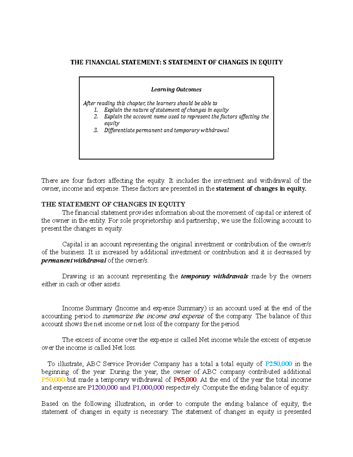 Statement of Changes in Equity - THE FINANCIAL STATEMENT: S STATEMENT ...