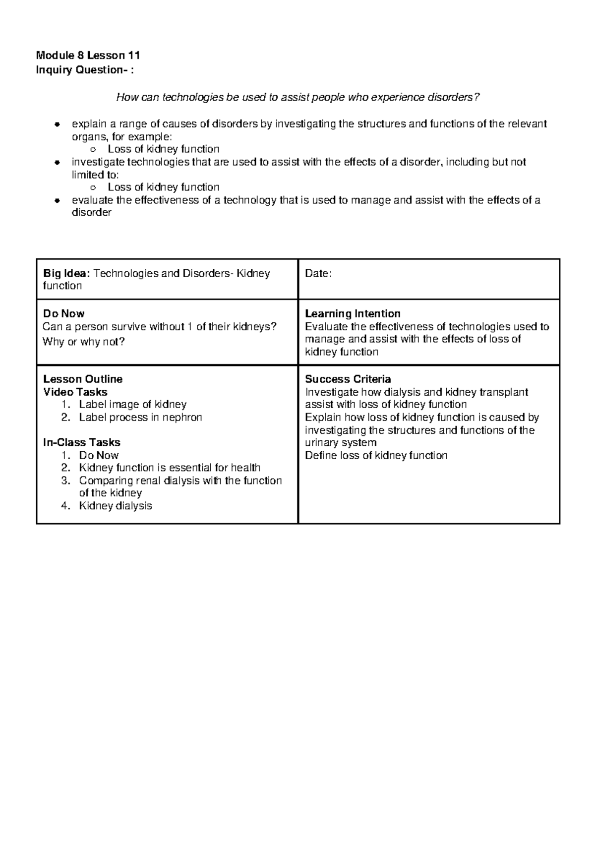 Module 8 Lesson 11 Activities - Module 8 Lesson 11 Inquiry Question ...