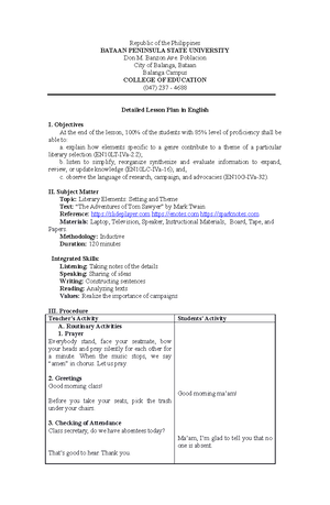 Take a stand lesson - A Detailed Lesson Plan In English 9 STE I ...