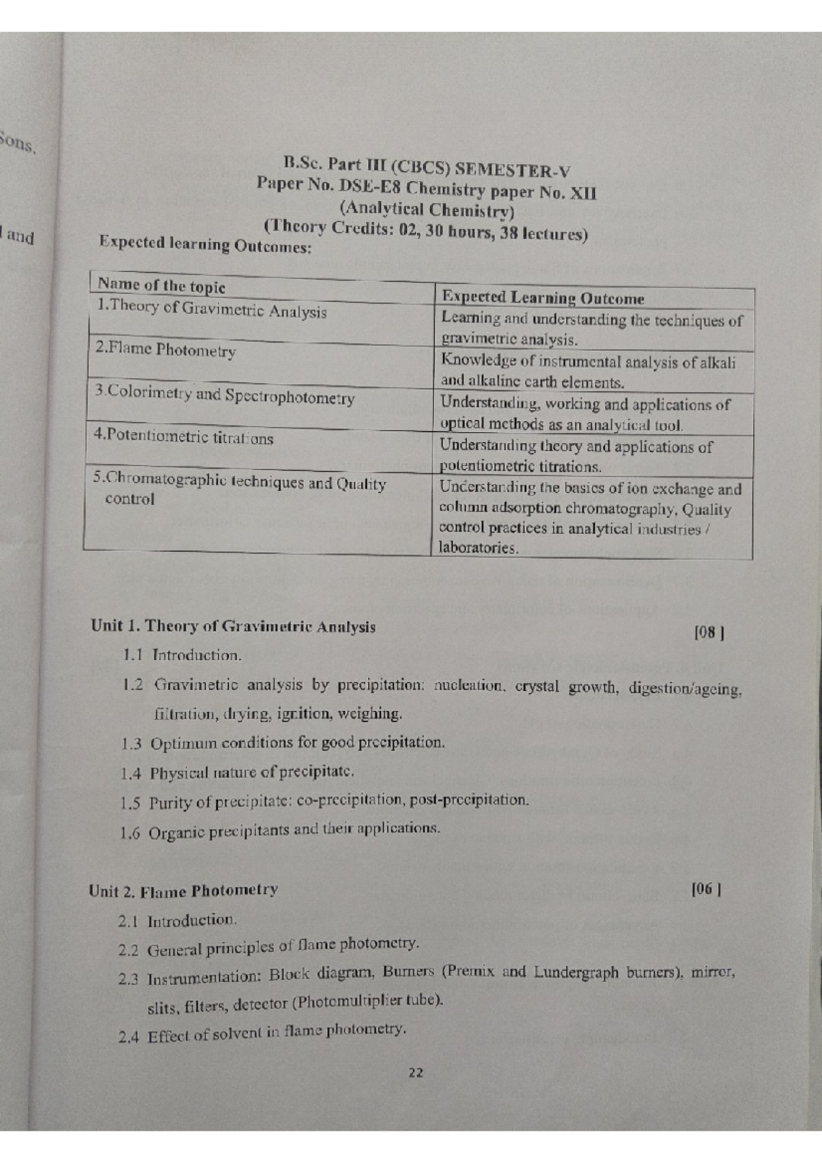 Analytical chemistry syllabus - B.Sc. Chemistry - Studocu
