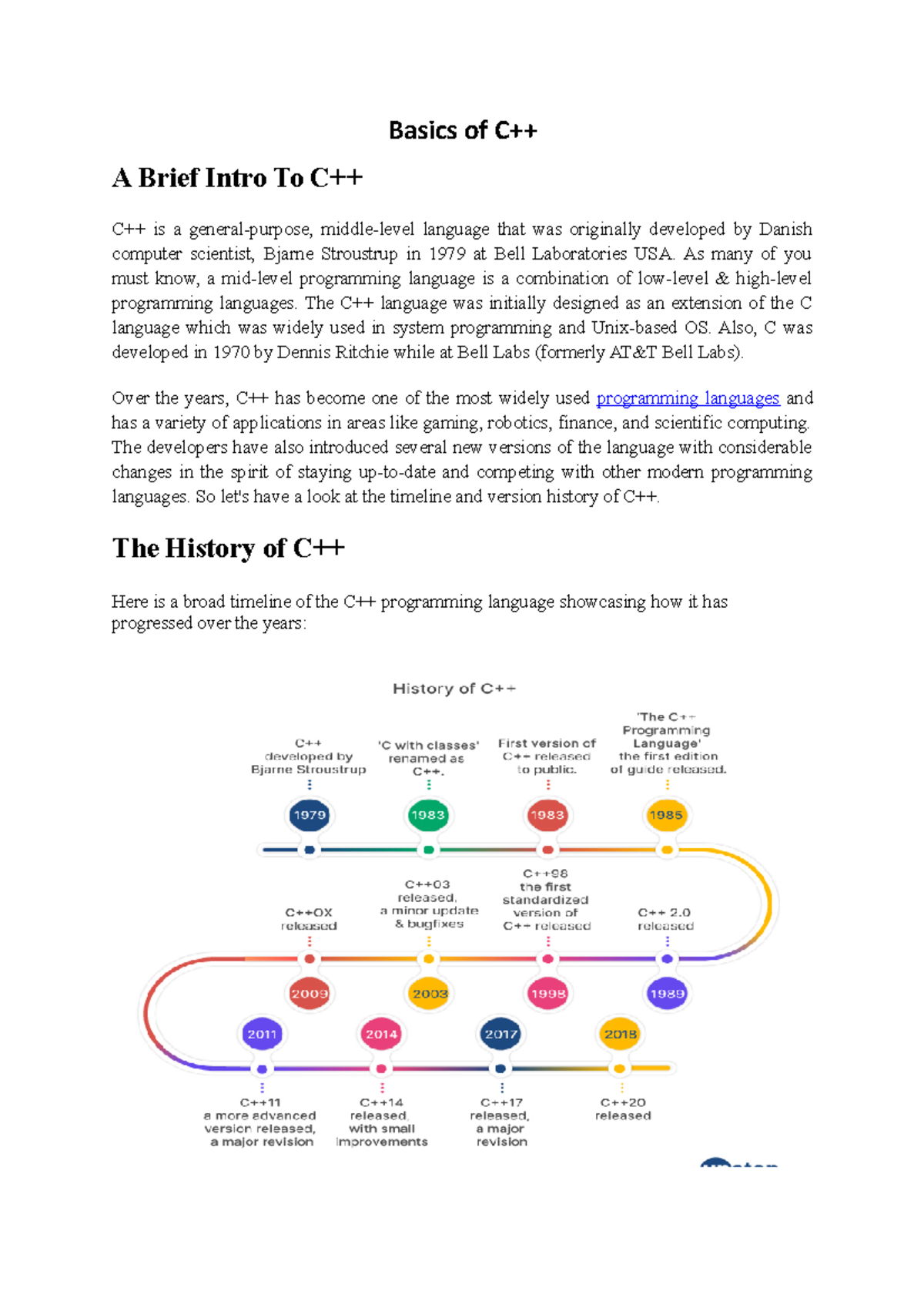 C++ Basics Notes - Compiled By Mrs. Bhavana Sangamnerkar - Basics Of