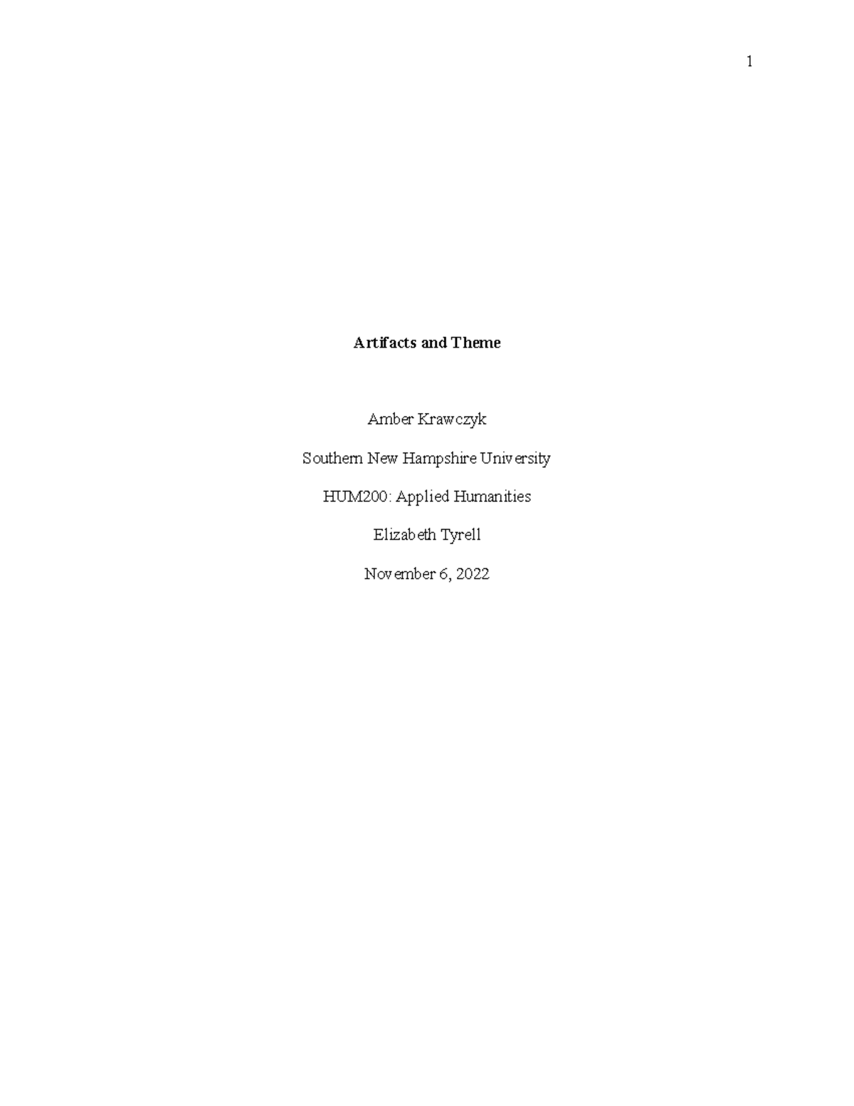 Artifacts and Theme - Artifacts and Theme Amber Krawczyk Southern New ...