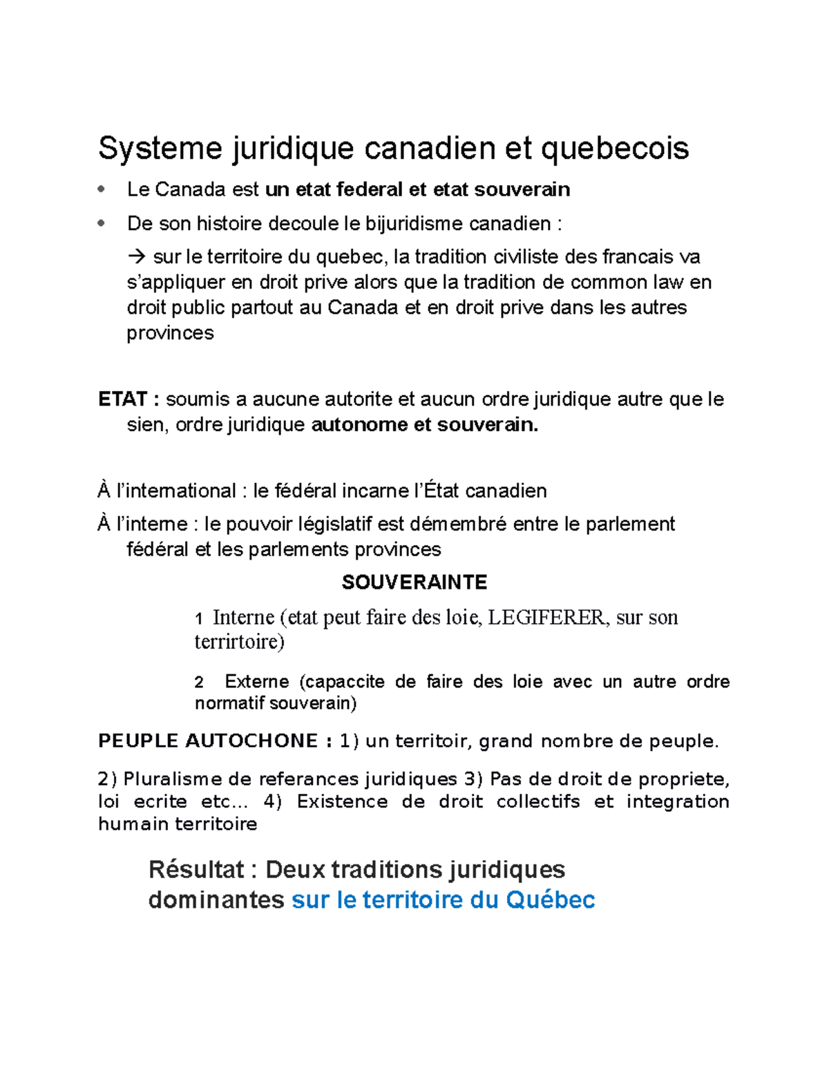 Systeme juridique canadien et quebecois - À l’international : le ...