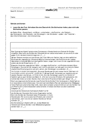 Arbeitsblatt daf daz studio 21 b1 einheit 8 grammatik - Materialien zu unseren Lehrwerken ...