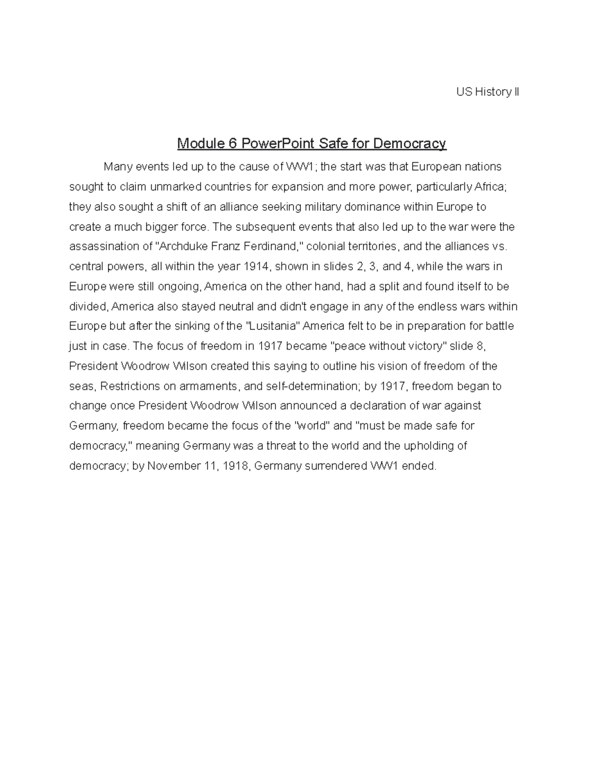 Module 6 - summarization - US History ll Module 6 PowerPoint Safe for ...