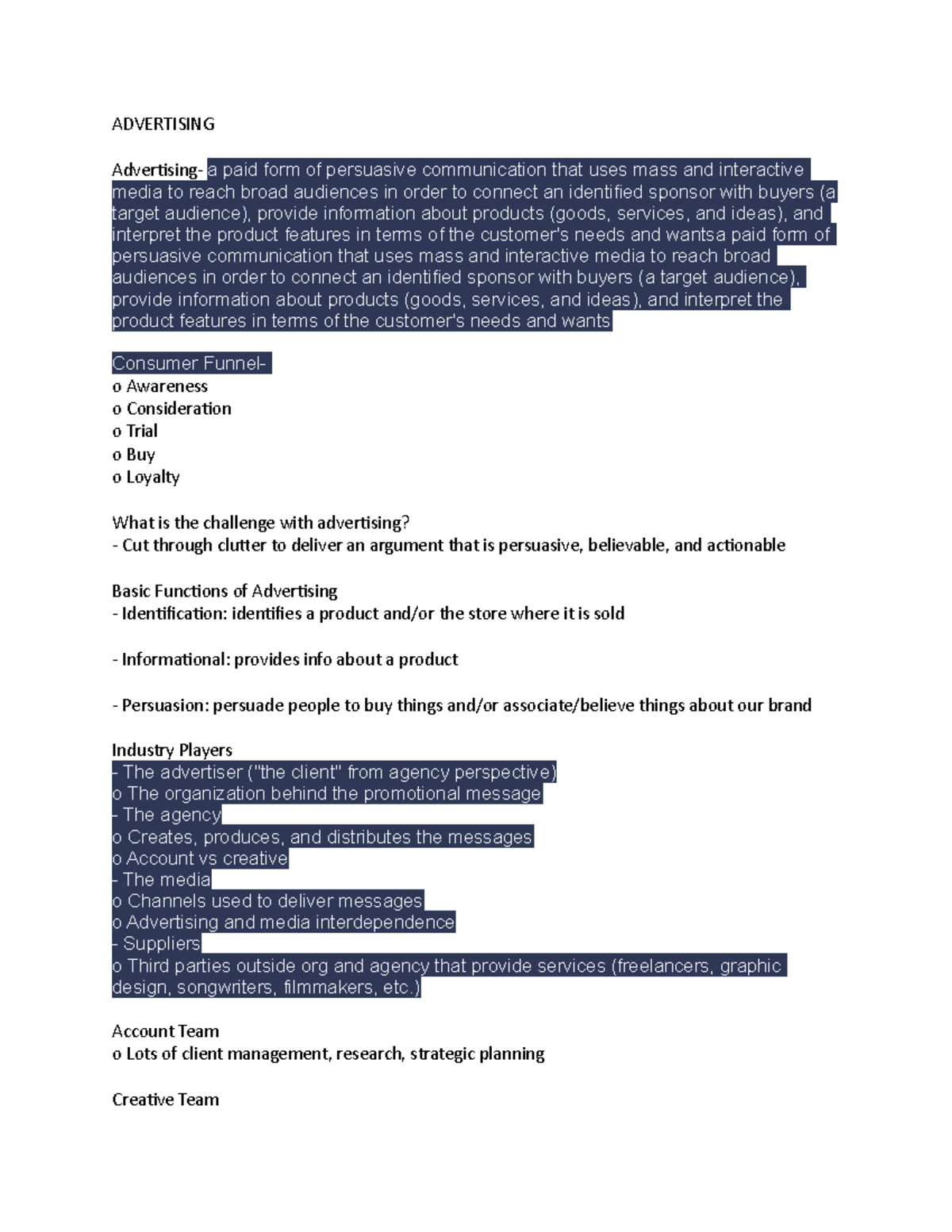 Advertising Quiz 1 review - ADVERTISING Advertising- a paid form of ...