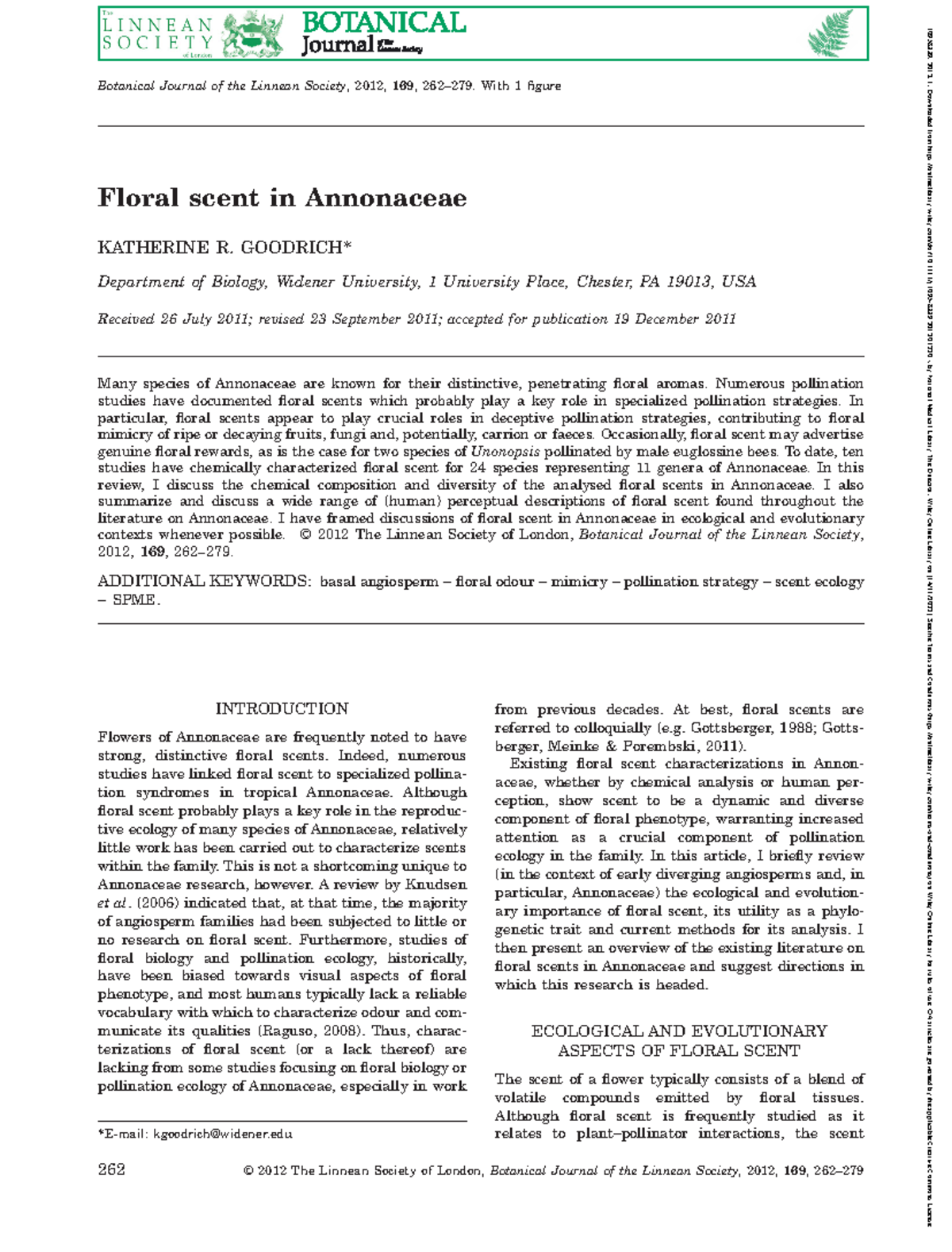 Floral Scent IN Annonaceae - Floral scent in Annonaceae KATHERINE R ...