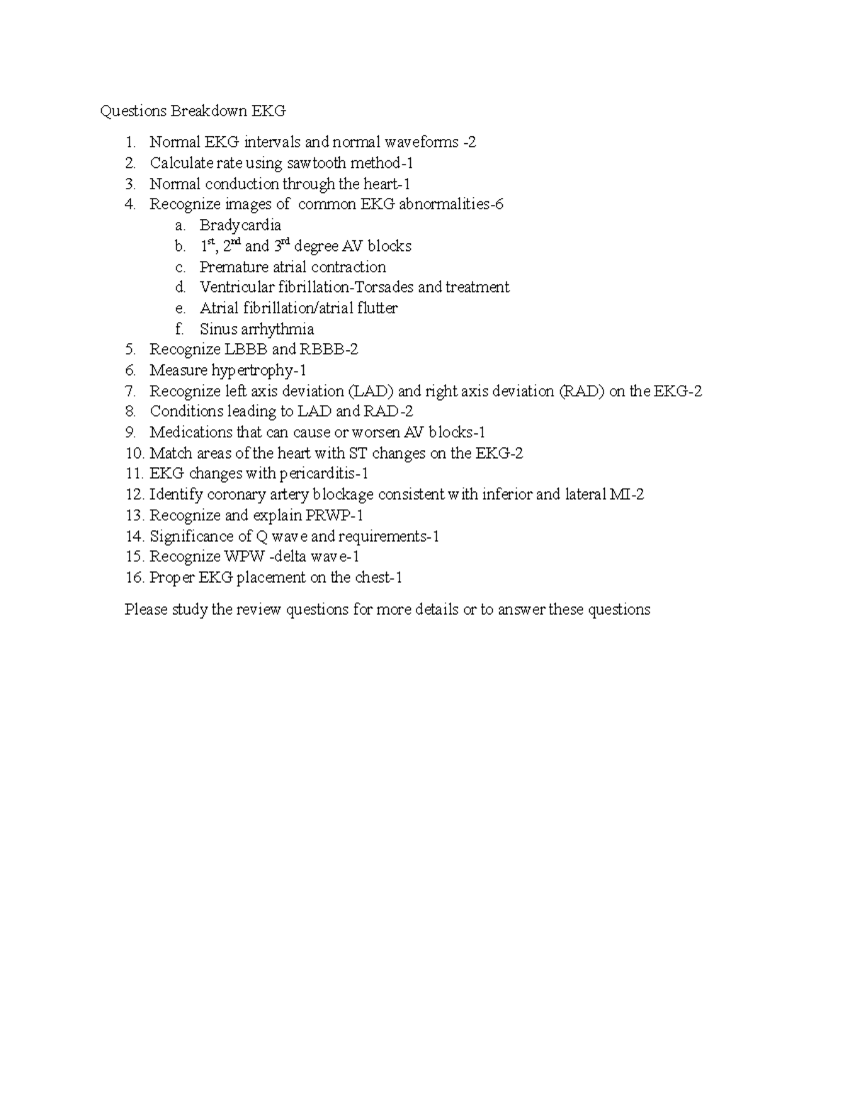 EKG Quiz information - ekg quiz guide - Questions Breakdown EKG Normal ...