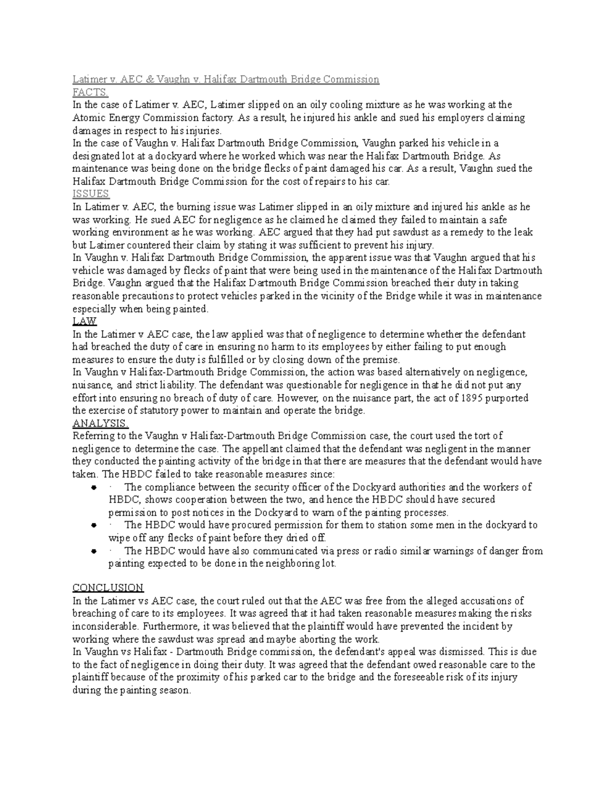 Latimer v - case law - Latimer v. AEC & Vaughn v. Halifax Dartmouth ...