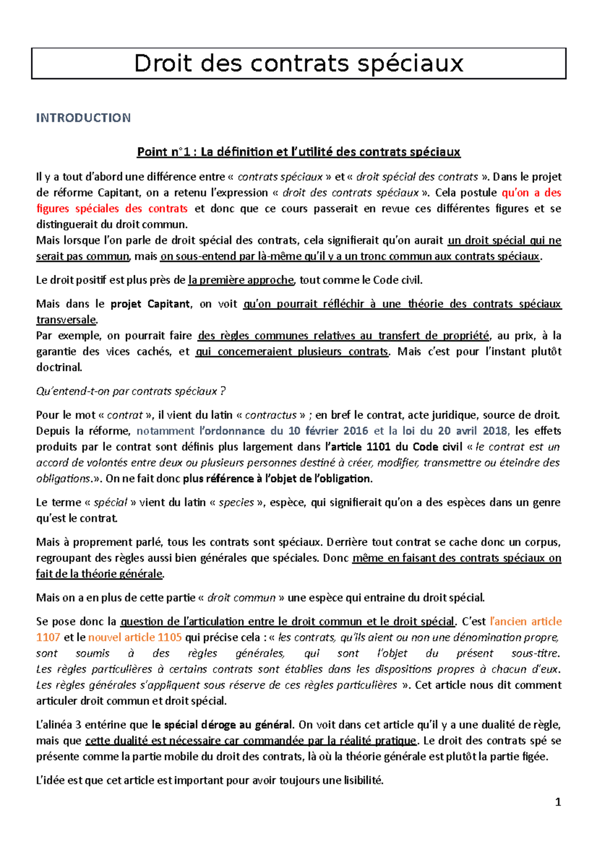 Droit des contrats spéciaux - Droit des contrats spéciaux INTRODUCTION ...