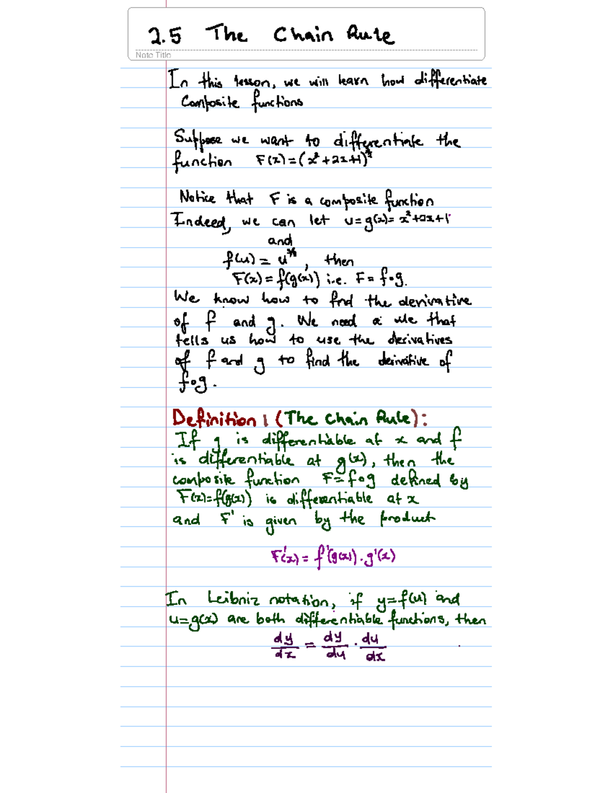 Chain Rule - MATH130 - Studocu