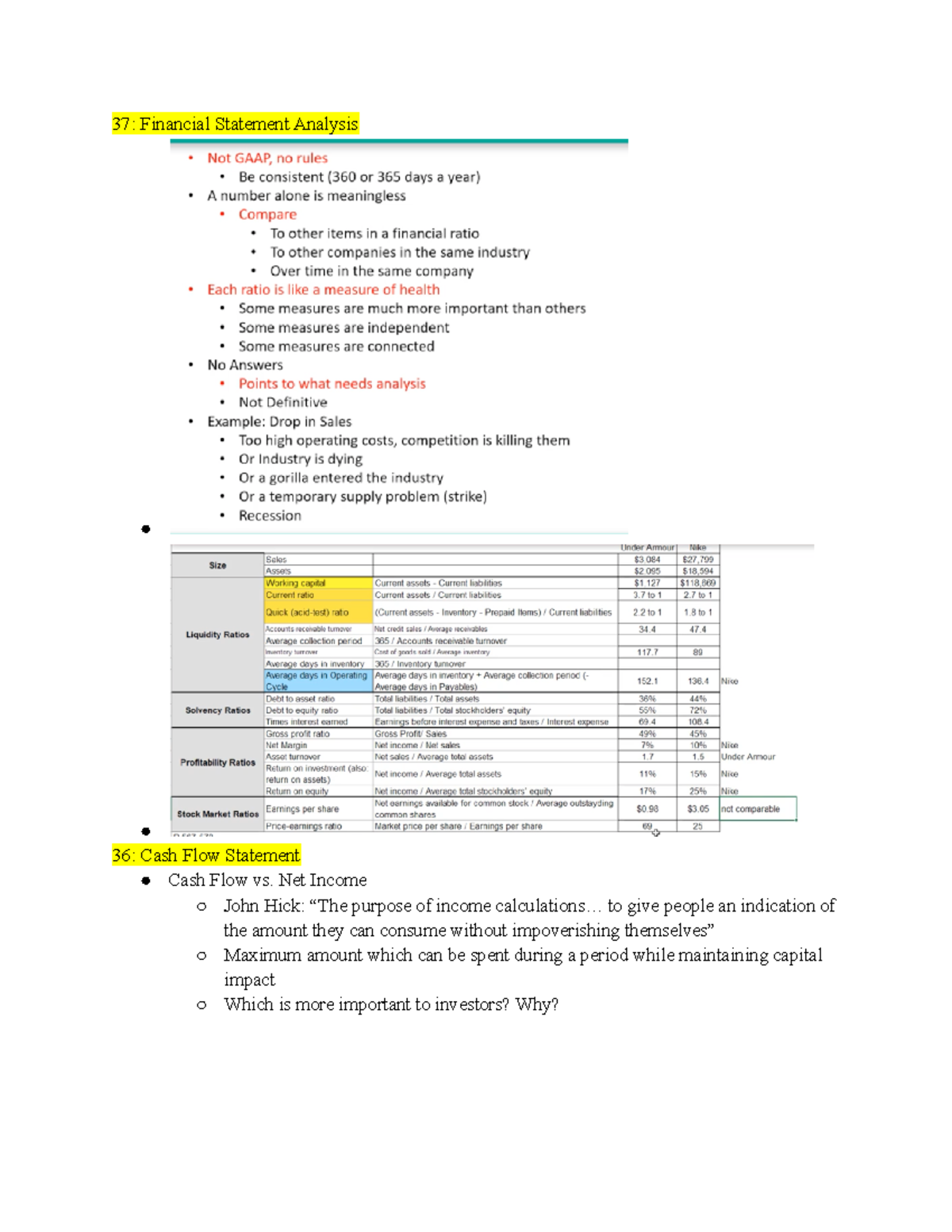 ACC 2101 Lecture Notes - 37: Financial Statement Analysis 36: Cash Flow ...