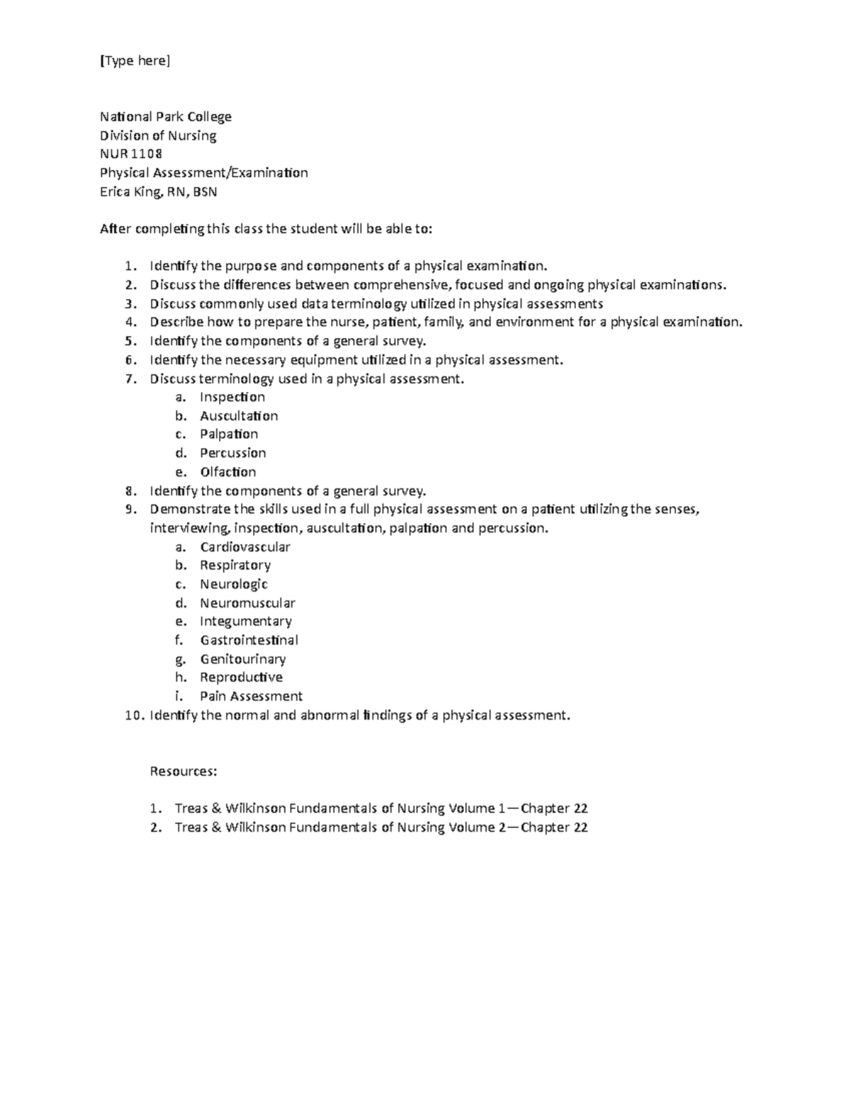 Physical Assessment Objectives 2020 (3)21 - [Type here] National Park ...