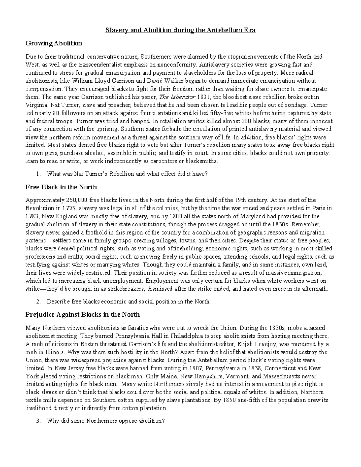 Slavery and Abolition - Antislavery societies were growing fast and ...