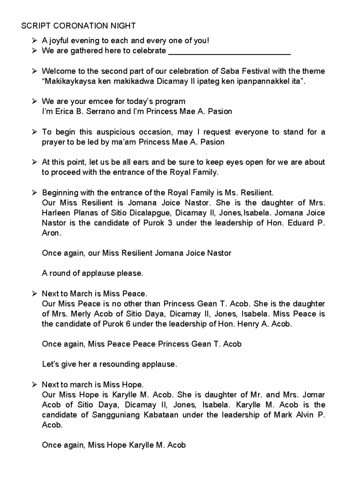 Script 2024 SABA Festival - SCRIPT CORONATION NIGHT A joyful evening to ...