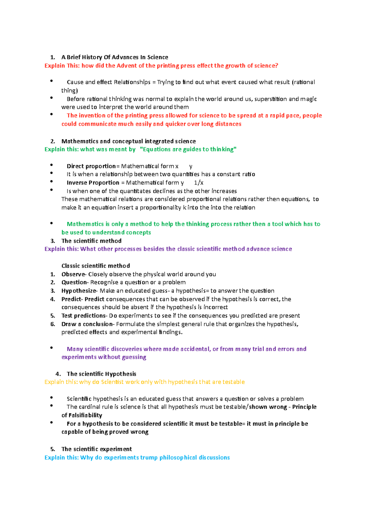 EDN115 Conceptual integrated science reading notes (Sections 1.1-1.8 ...
