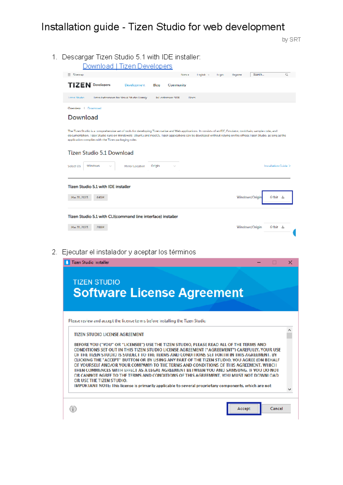 Installation guide - Tizen Studio for web development - Una vez ...