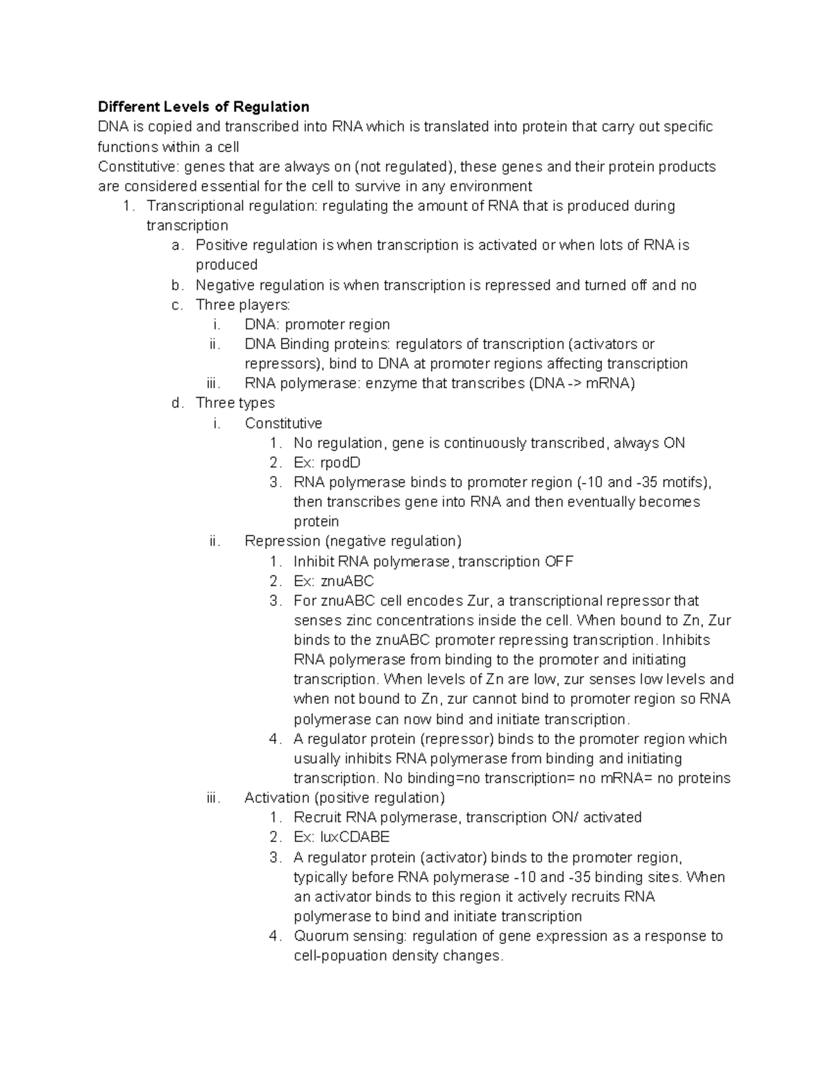 L13 Introduction to Genetic Regulation - Different Levels of Regulation ...
