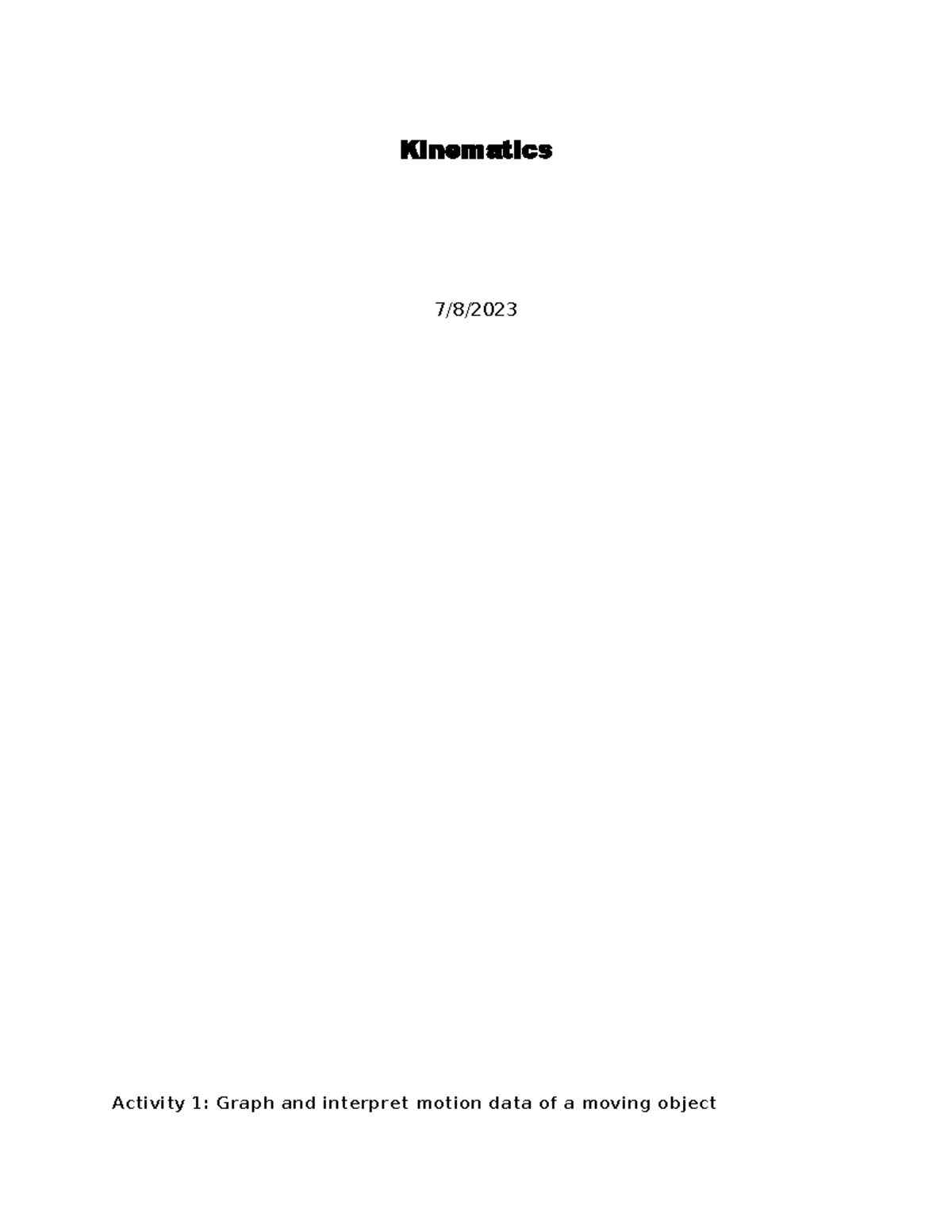 PHY-150 M2 Kinematics Lab Report - PHY 150 - SNHU - Studocu