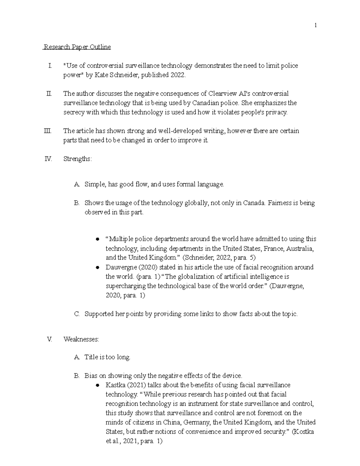 Student Sample 1 - ,,, - Research Paper Outline I. "Use of ...