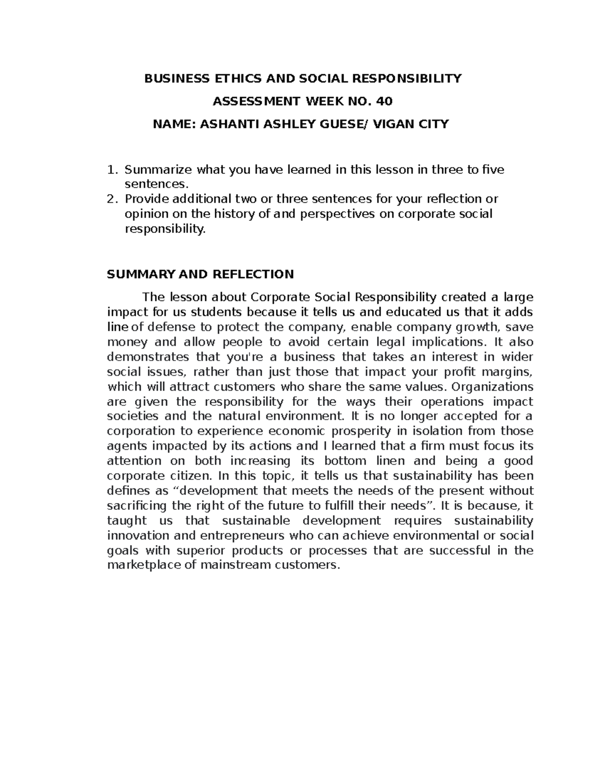 Business Ethics AND Social Responsibility - BUSINESS ETHICS AND SOCIAL ...