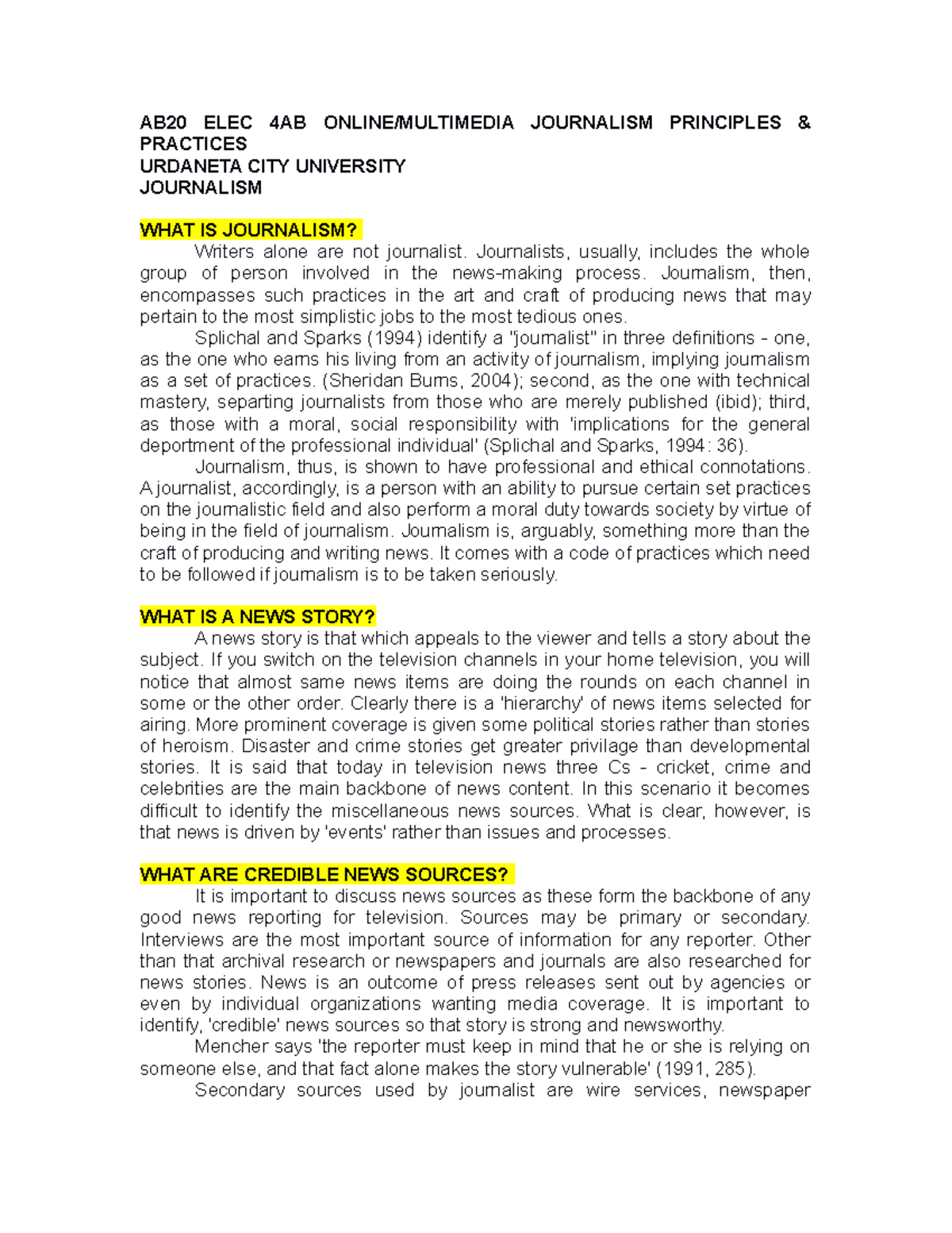 WHAT IS Journalism - AB20 ELEC 4AB ONLINE/MULTIMEDIA JOURNALISM ...