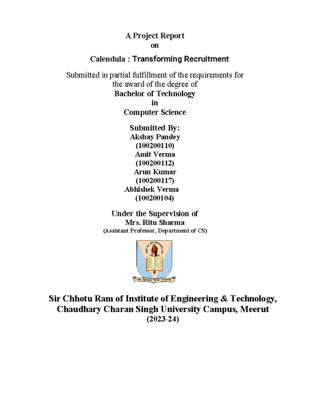 College Revamp Project Corrected - A Project Report on Calendula ...