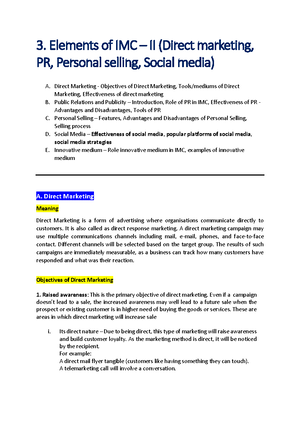 IMC Notes 2019 UNIT 2 - 2. Elements of IMC – I (Advertising and Sales ...
