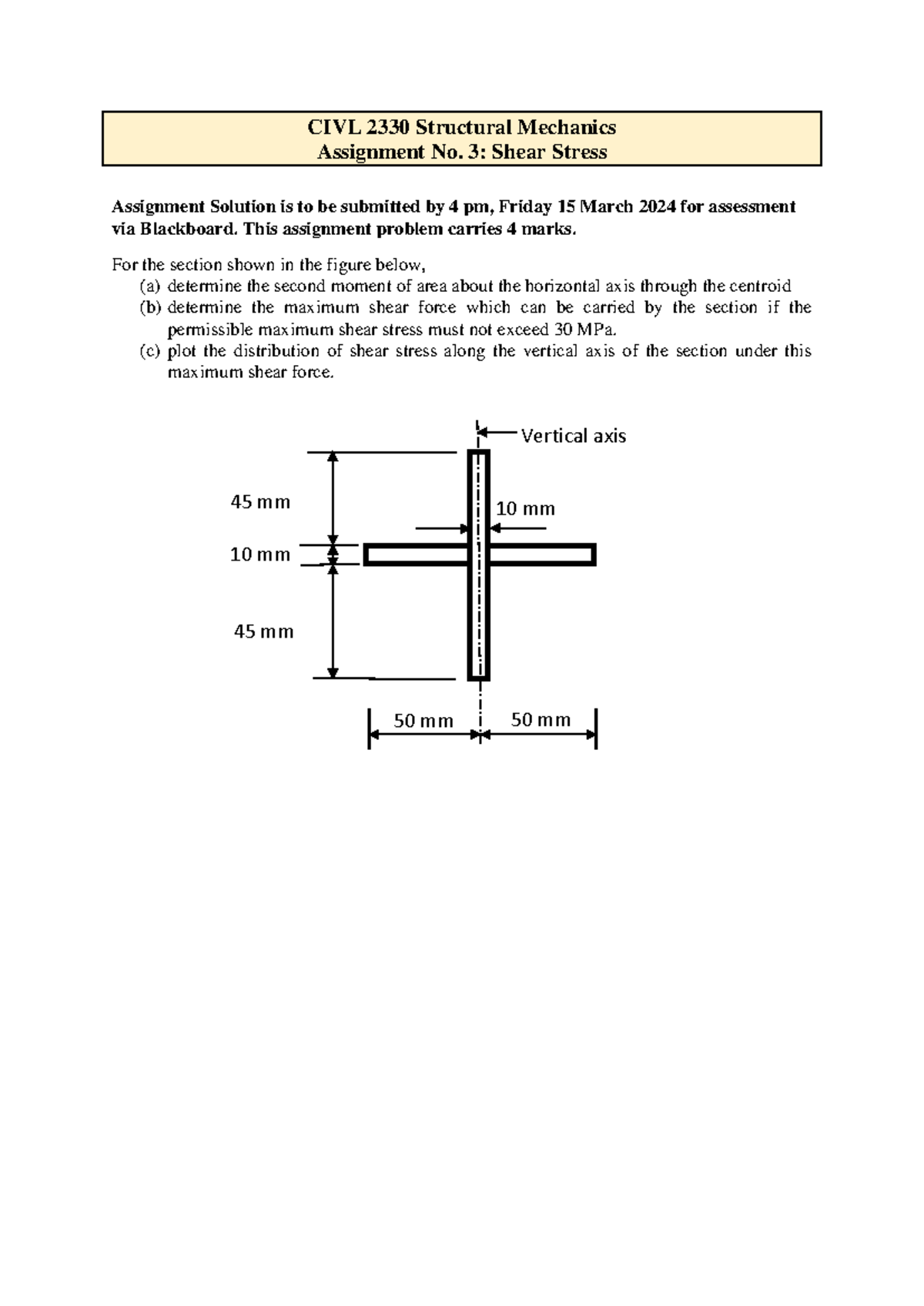 CIVL 2330 Assignment No 3 - CIVL 2330 Structural Mechanics Assignment ...