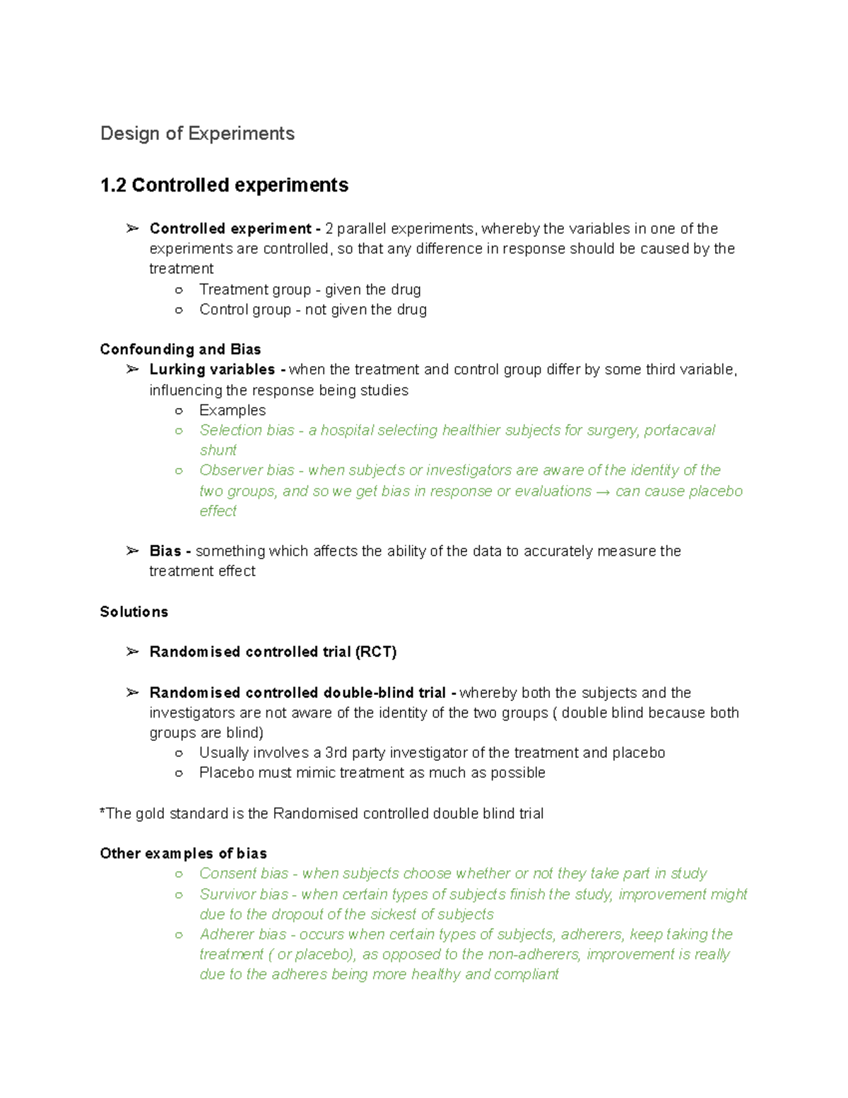 DATA Notes - Design of Experiments 1 Controlled experiments Controlled ...